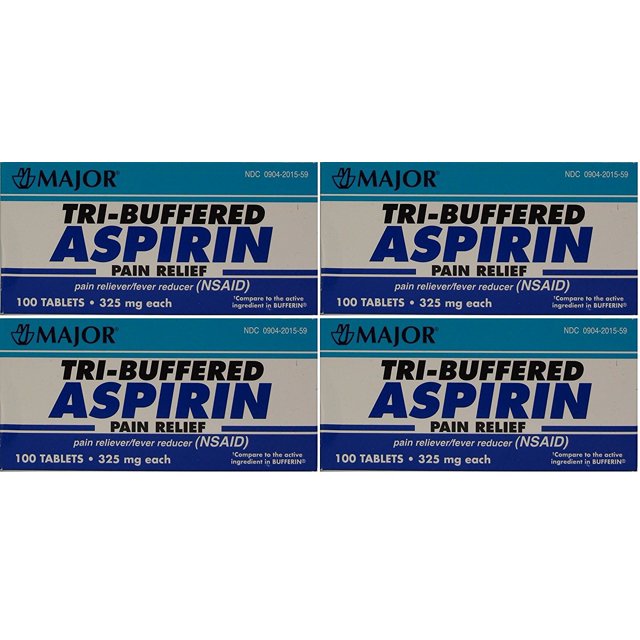 Major Tri-Buffered Aspirin 325mg, Daily Dosage, 100 Tablets 4 Pk | Pain ...