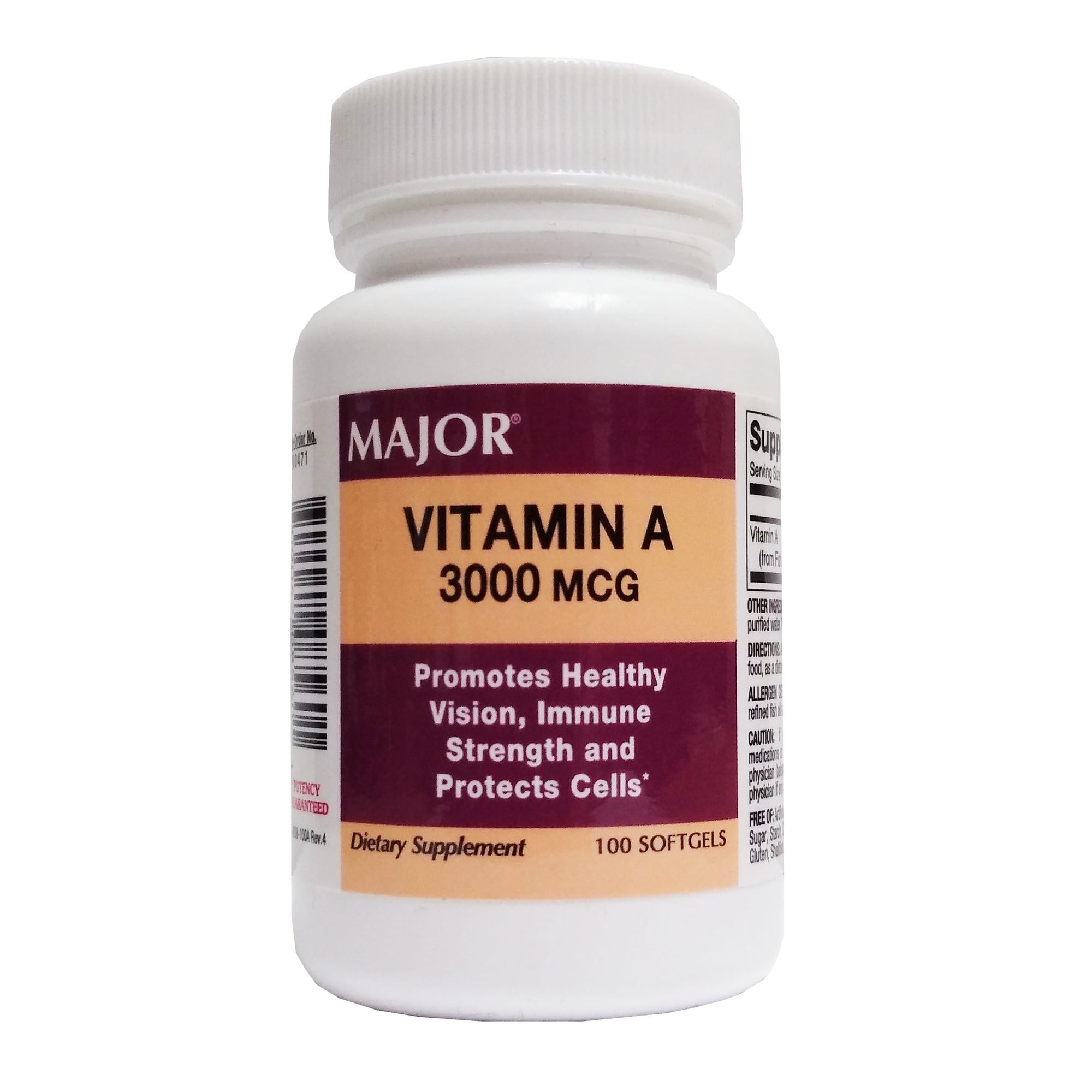 Major Vitamin A Capsules, 10000 IU, 100 Count - Walmart.com