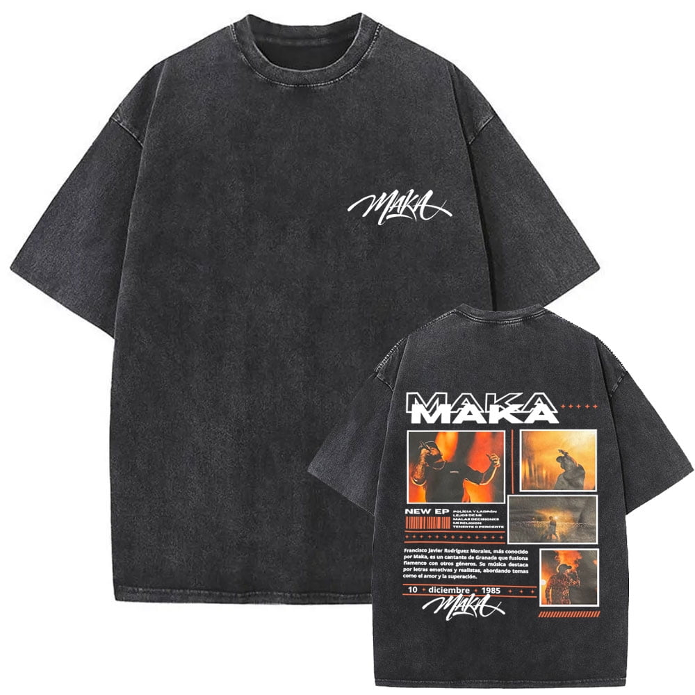 Maka Aura 2025 Tour Vintage Washed Oversized Hip Hop T-Shirt for Men ...