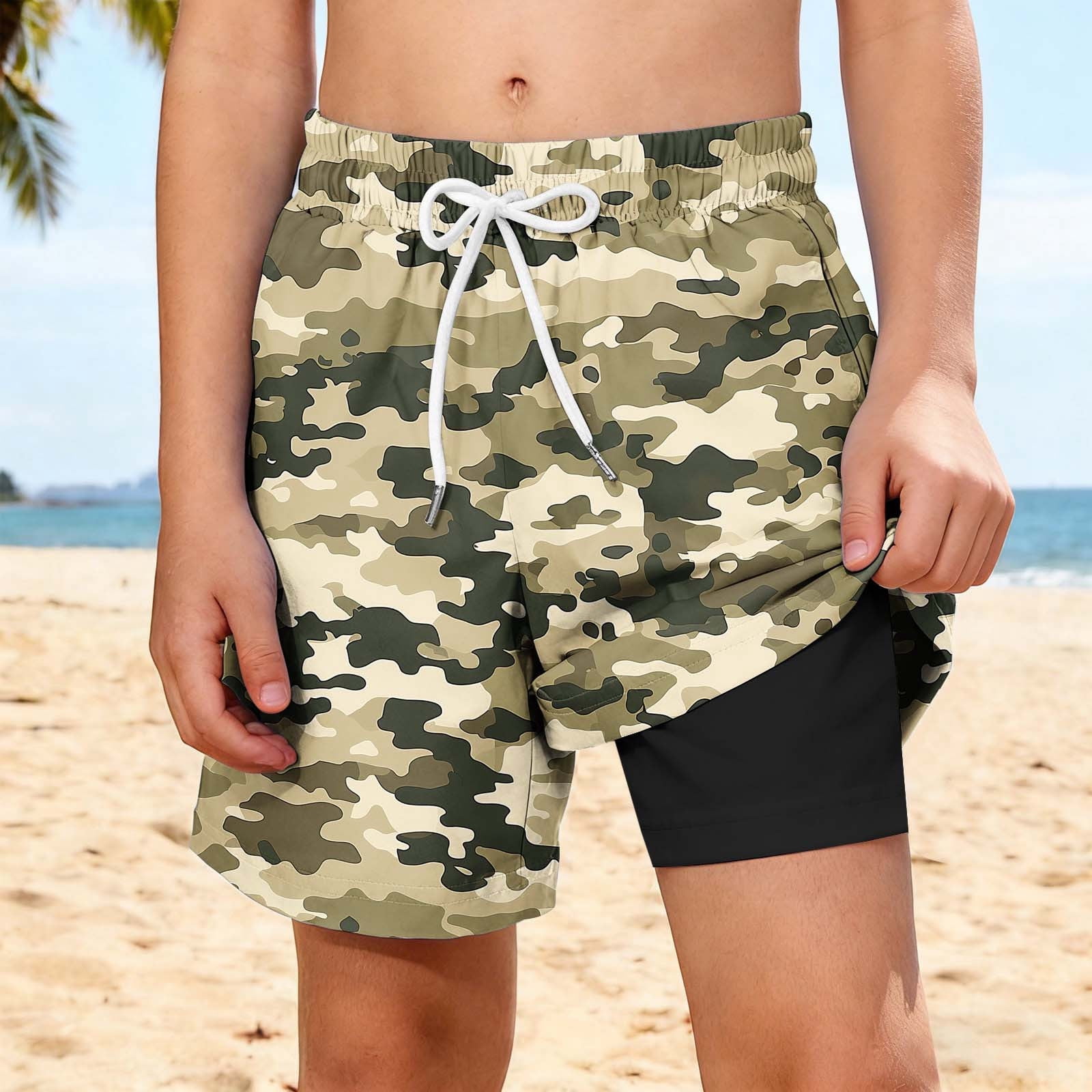 Makaor Beach Shorts for Boys with Pockets Drawstring Reduces Chafing ...