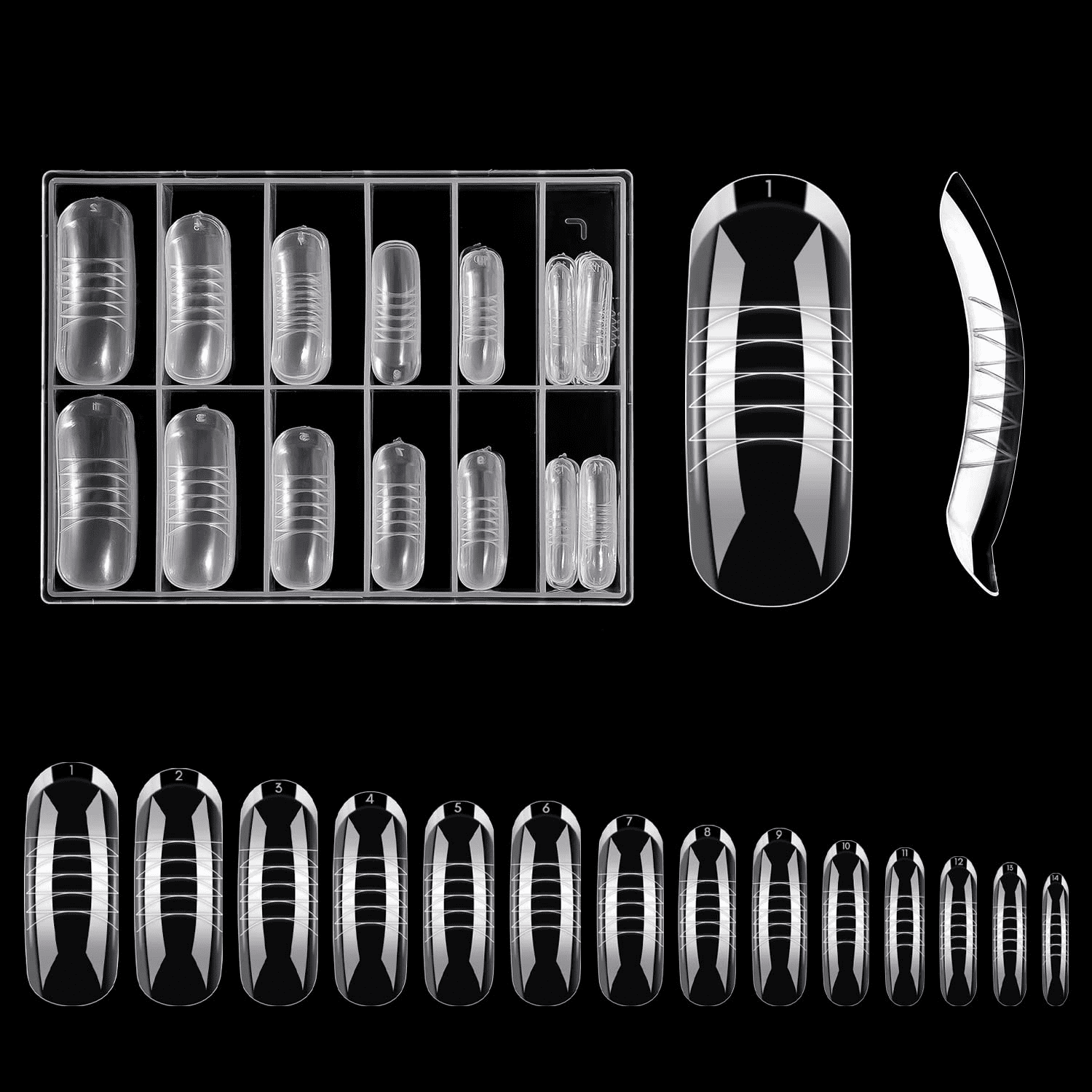 Makartt Professional 140pcs Acrylic Clear Full Cover False Nail Mold ...