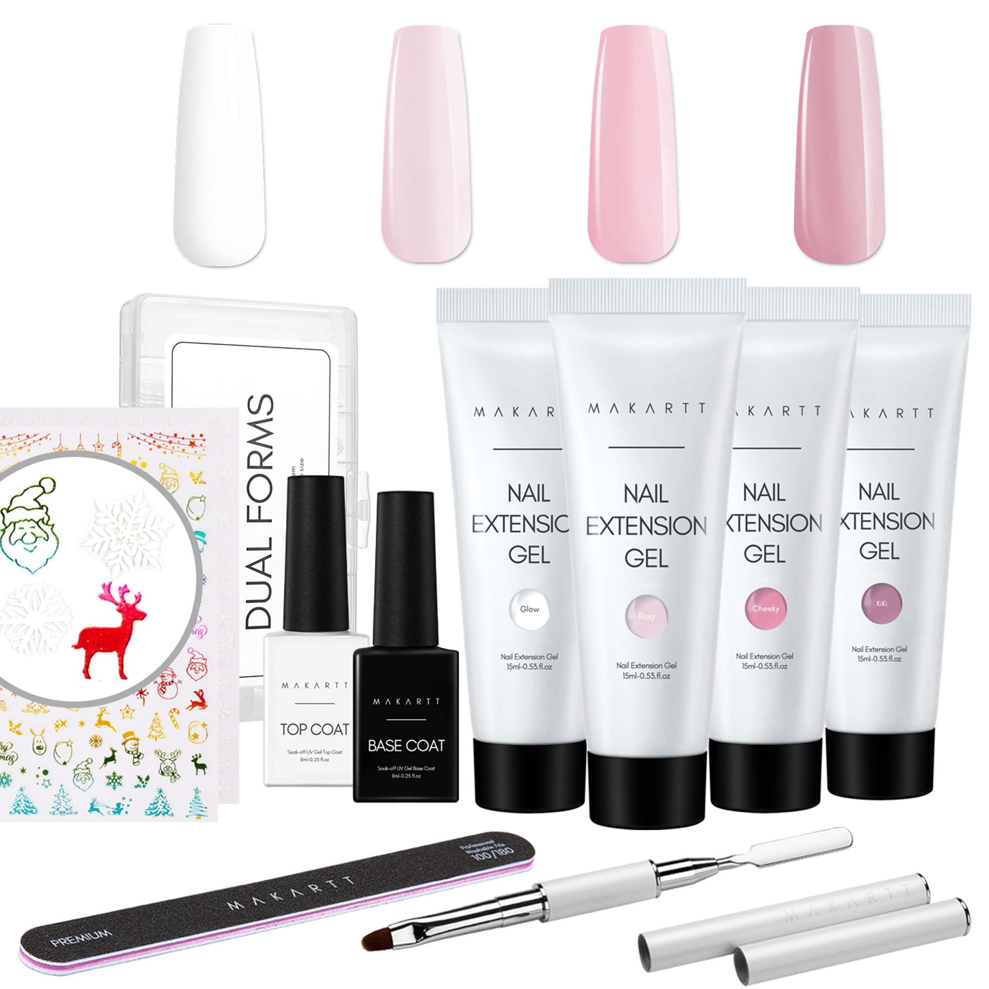 Makartt 4 Colors Poly Nail Gel Kit, Gel Extension Nail Kit Blush Pink ...