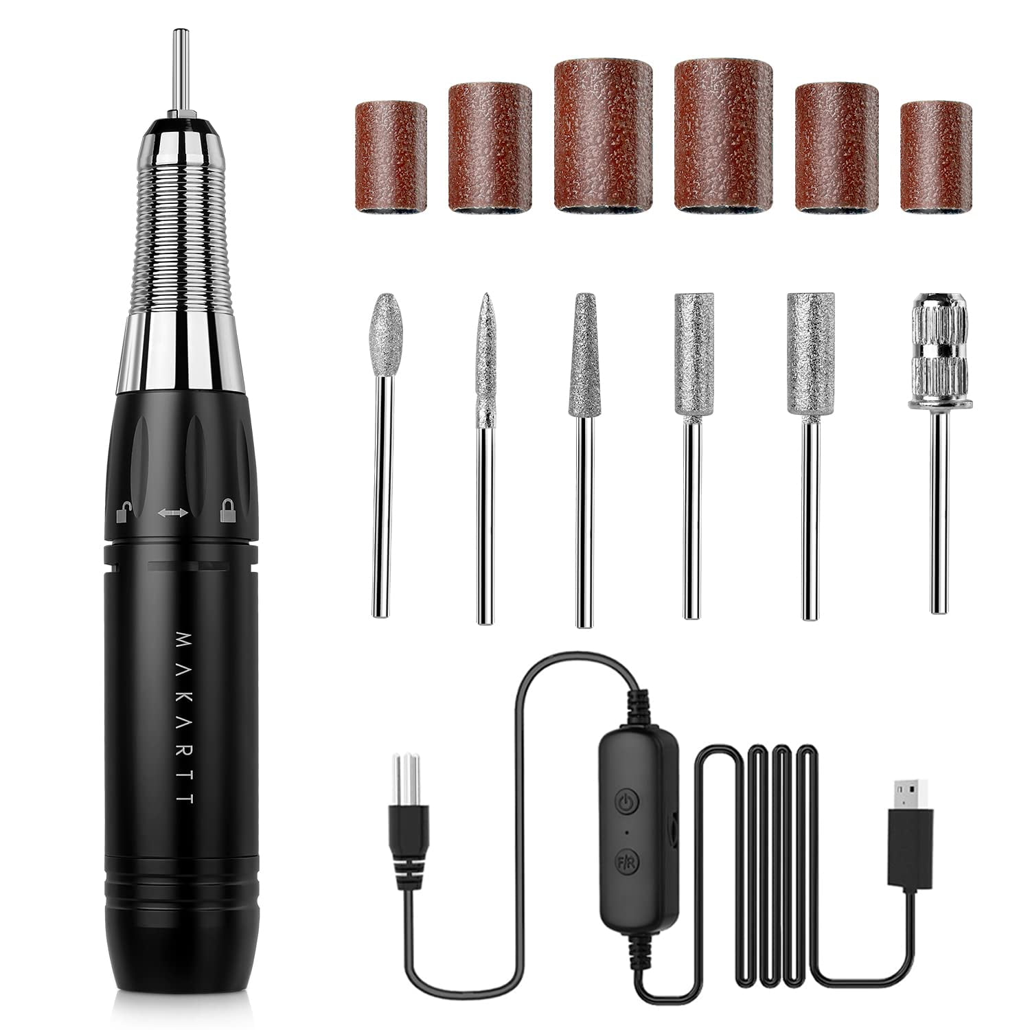 Makartt Black Nail Drill Machine, Portable Efile Kit, Professional ...