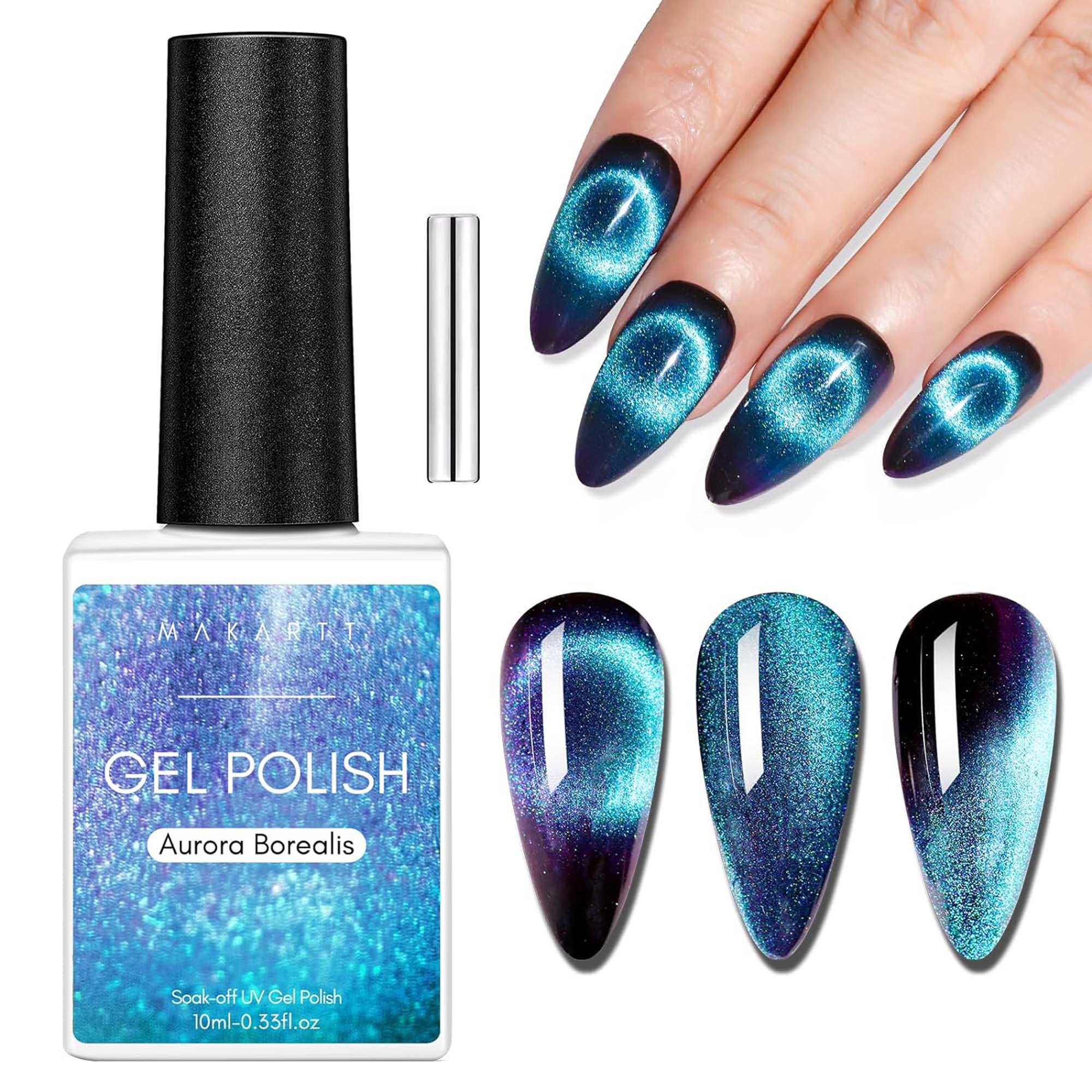 Saviland Cat Eye Gel Nail Polish Set - 12 Colors Magnetic Sparkle ...