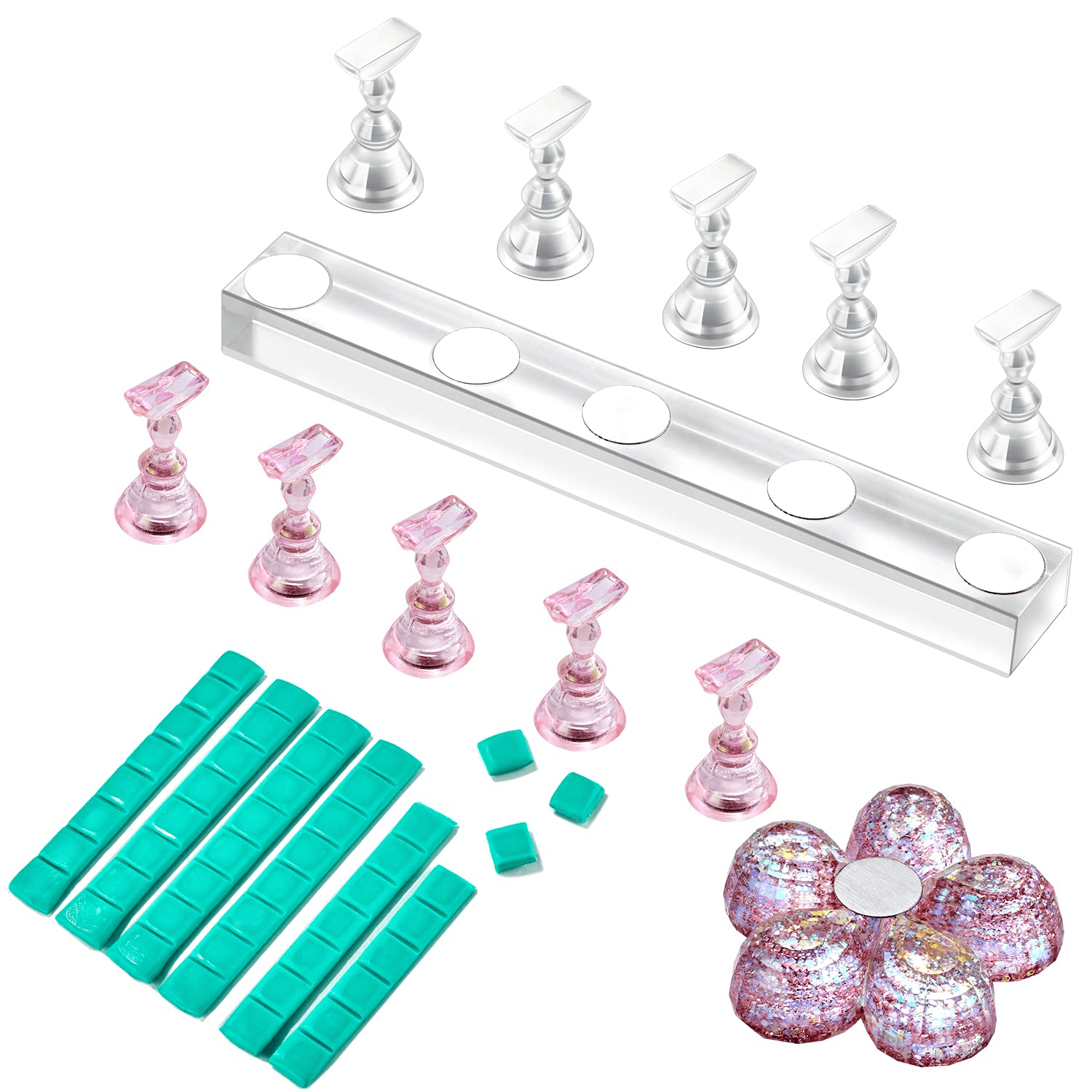Makartt Clear Acrylic Nail Stand Nail Practice Stand Pink Nail Display ...