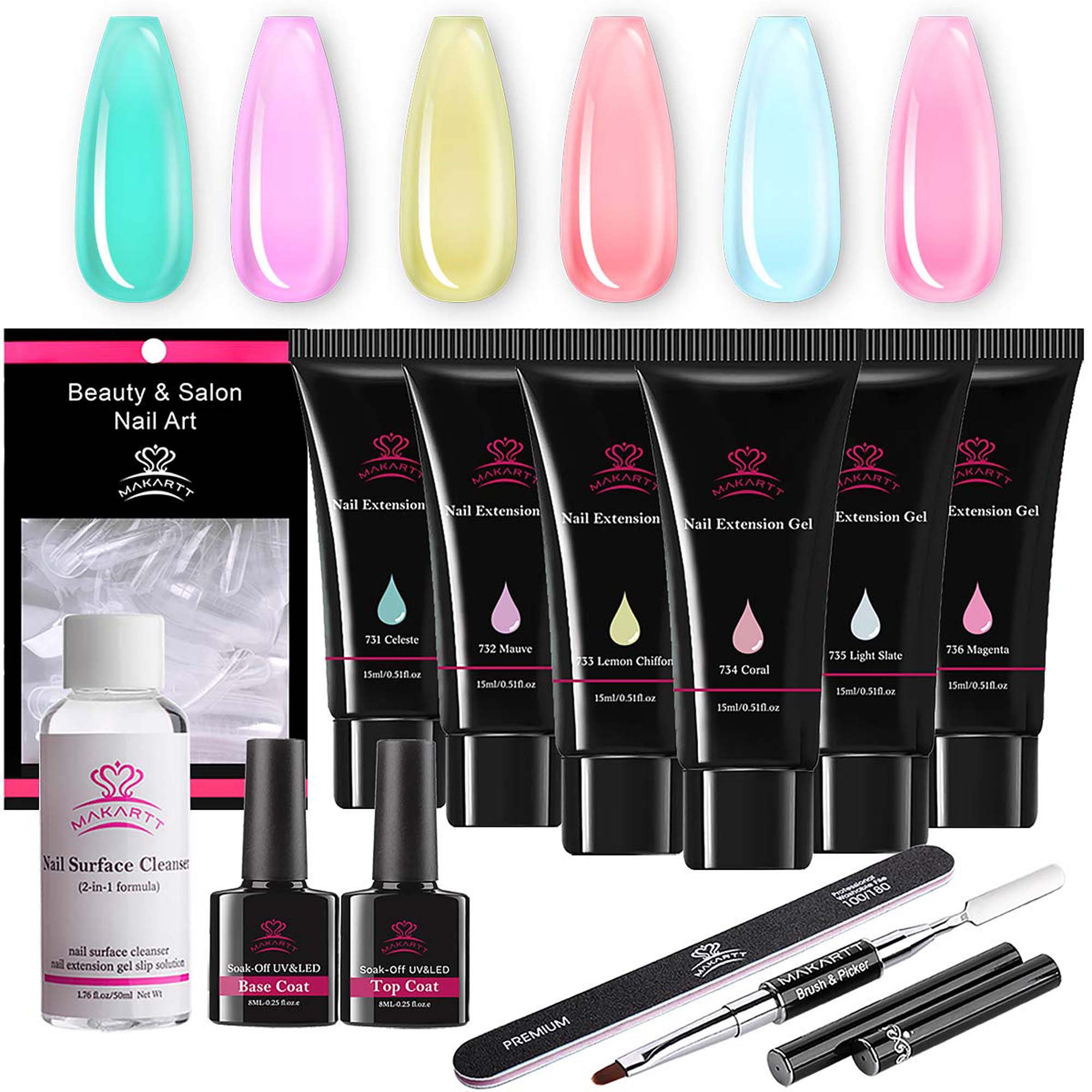 Free Shipping! Makartt Jelly Poly Nail Gel Kit, 6 Translucent Spring ...