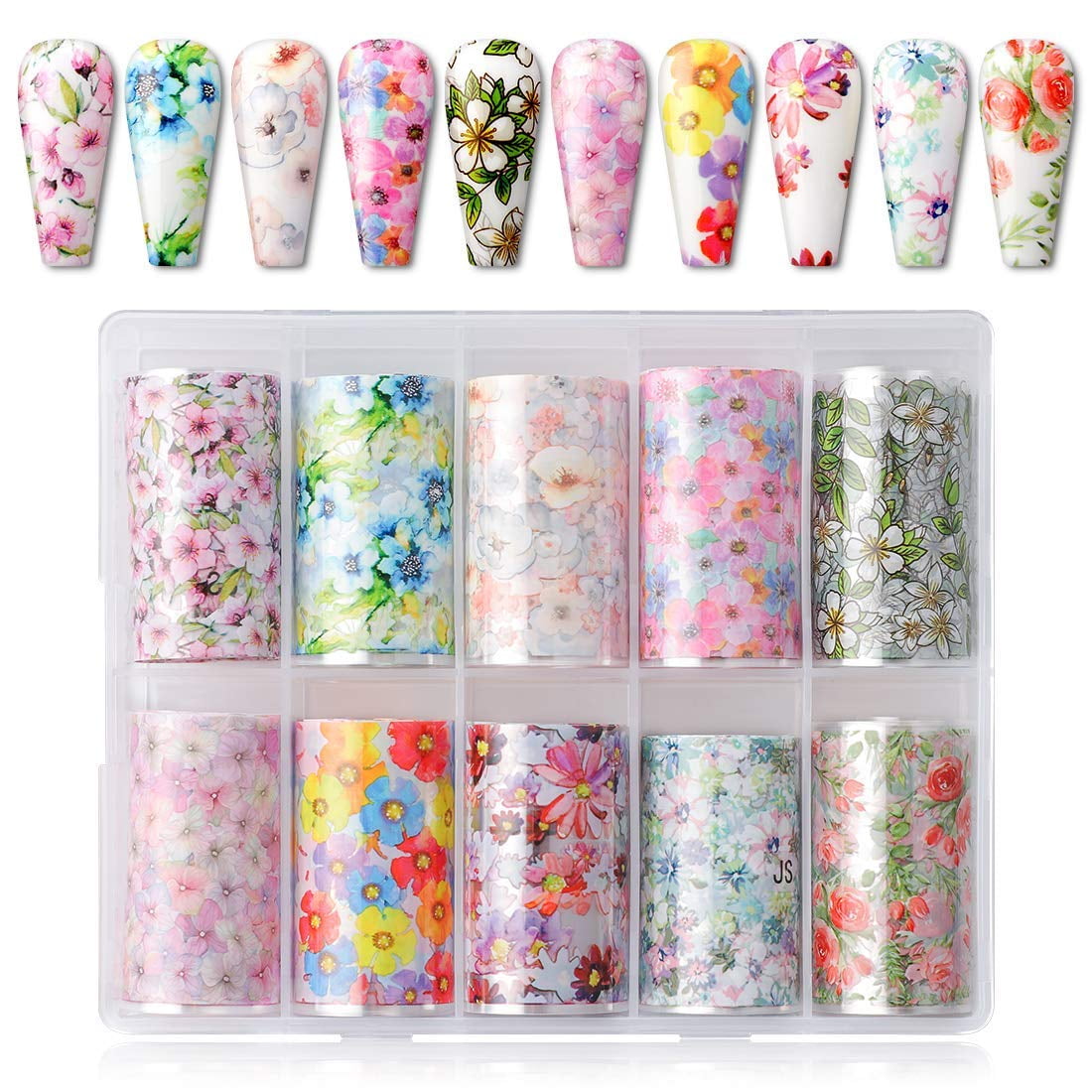 Makartt Nail Art Foil Transfer Stickers，10 Rolls 4cm*100cm Nail Art ...