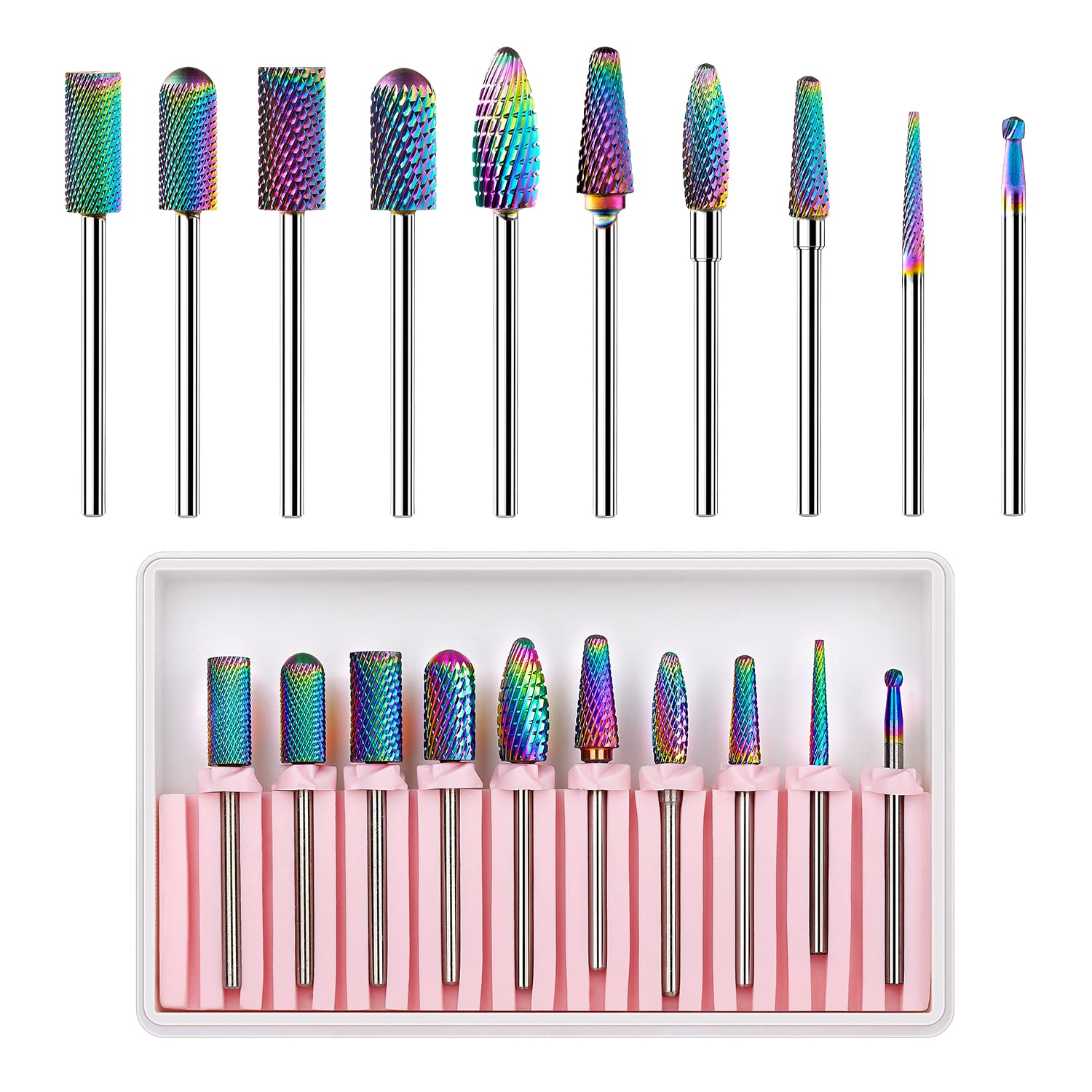 Makartt Nail Drill Bits Set, 10PCS Tungsten Carbide for Acrylic Gel ...