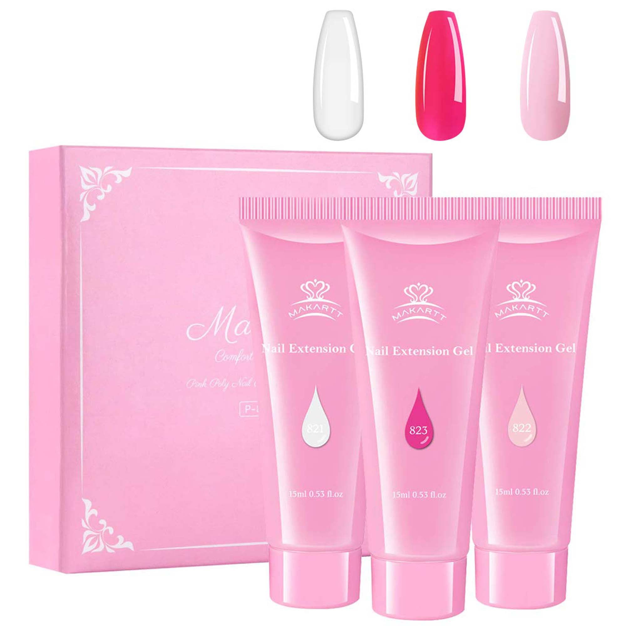 Makartt Pink Poly Nail Extension Gel Kit, Poly Nail Gel Set Nail ...