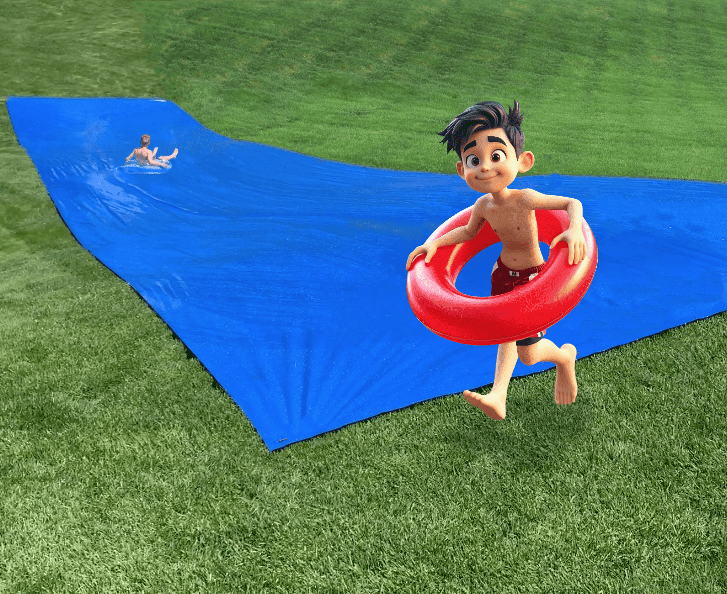 Make-A-Slide™ - 50 FEET LONG - Giant blue backyard slip and slide water ...