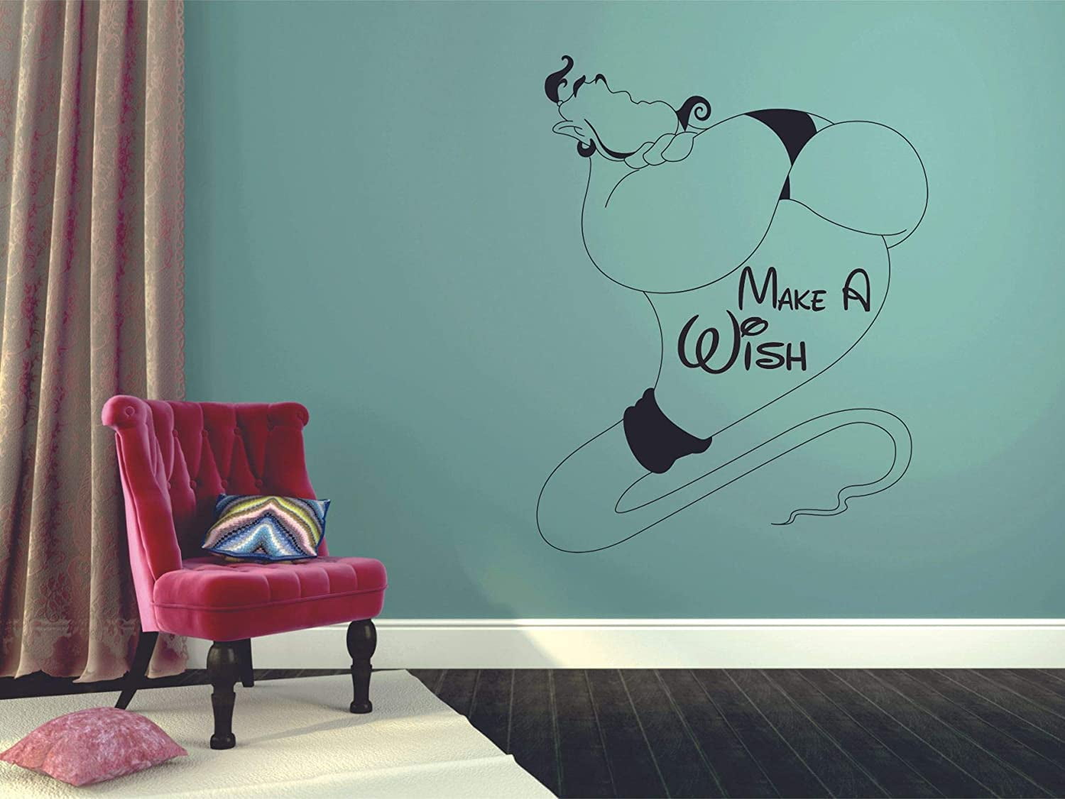 Make A Wish Magic Genie Lamp Aladdin Quotes Kids Cartoon Wall Sticker ...