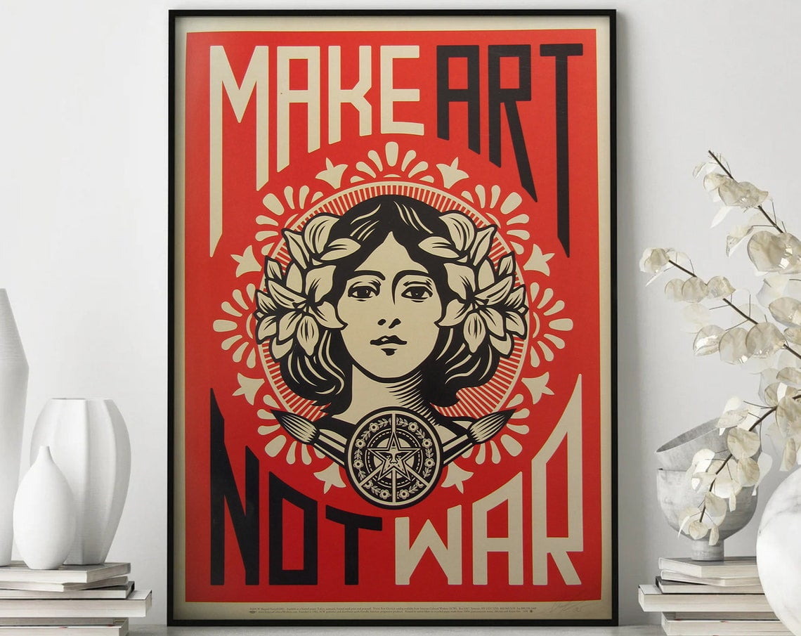 Make Art Not War Poster, Vintage Art Print, Vintage Poster, Trendy Art ...