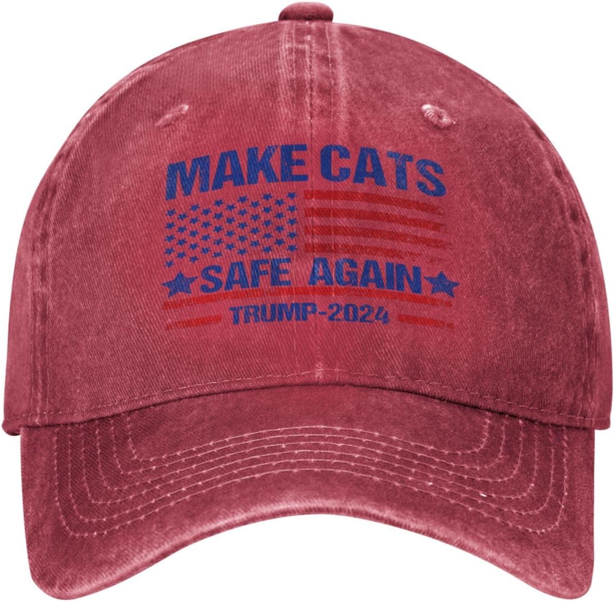 Make Cats Safe Again T-rump 2024 Save America Again Hat Denim Retro ...