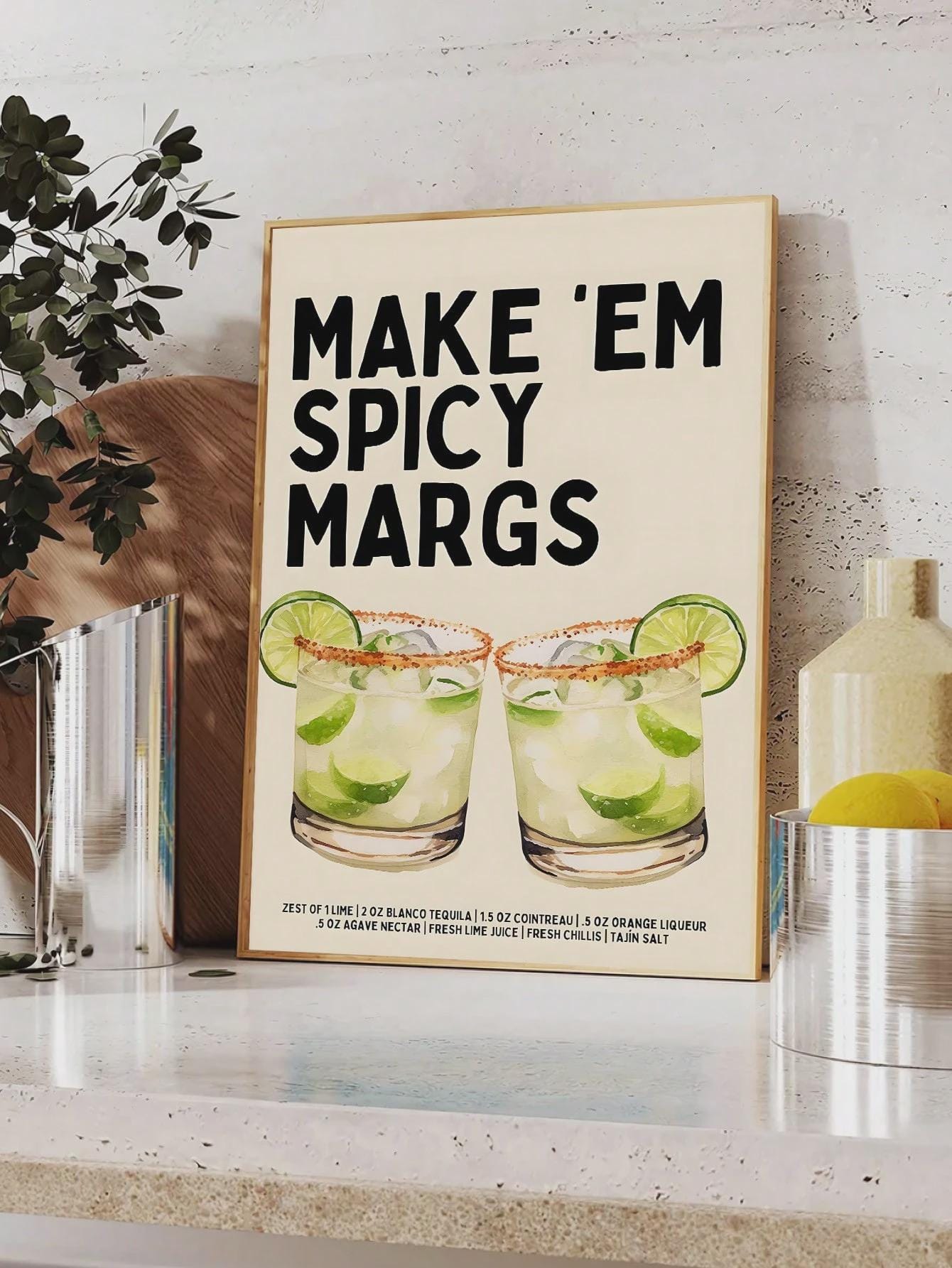 Make 'Em Spicy Margs Margarita Cocktail Wall Art Poster Cocktail Print ...