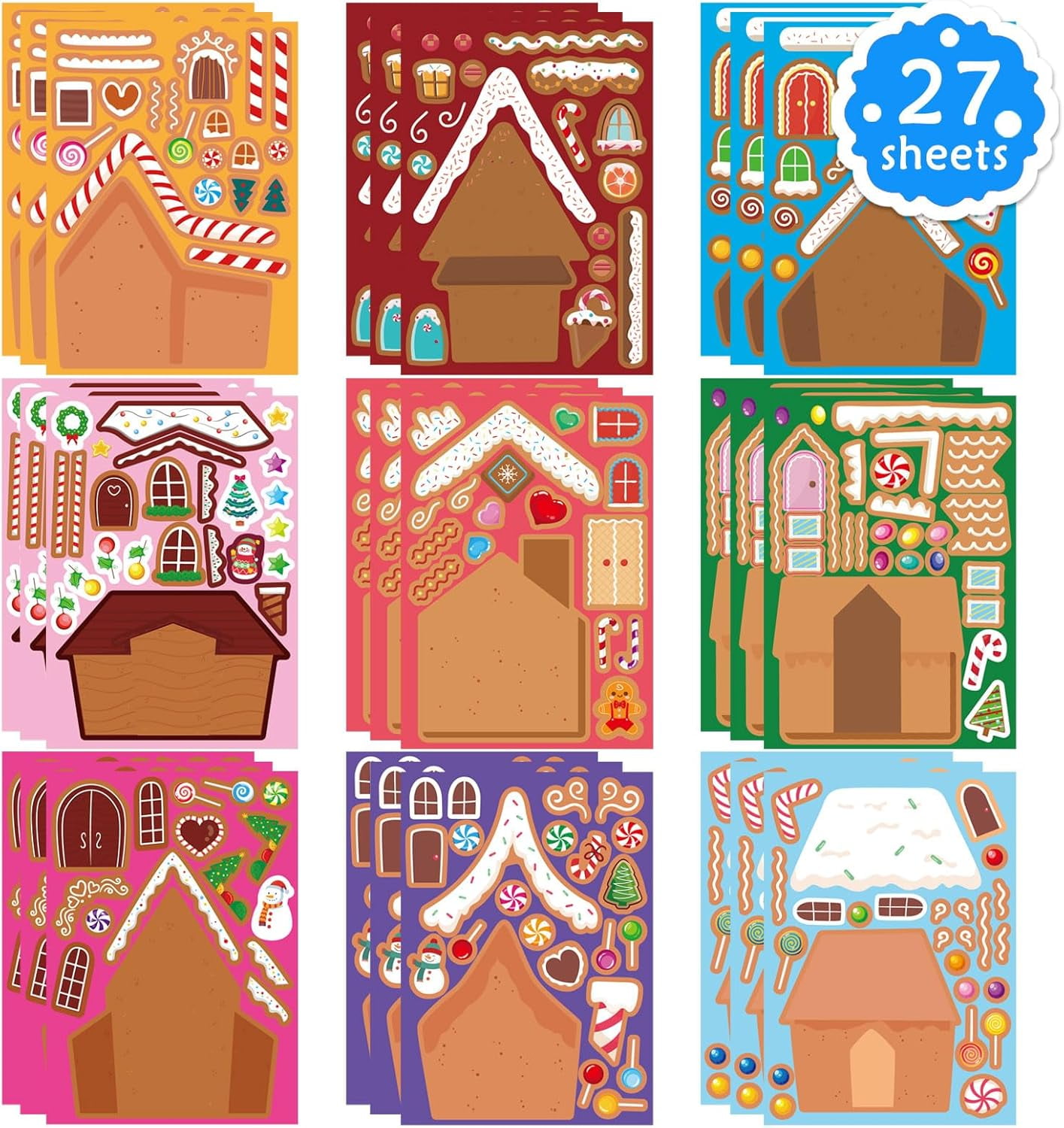 Make a Gingerbread House Stickers 27 PCS Make Your Own Stickers ...