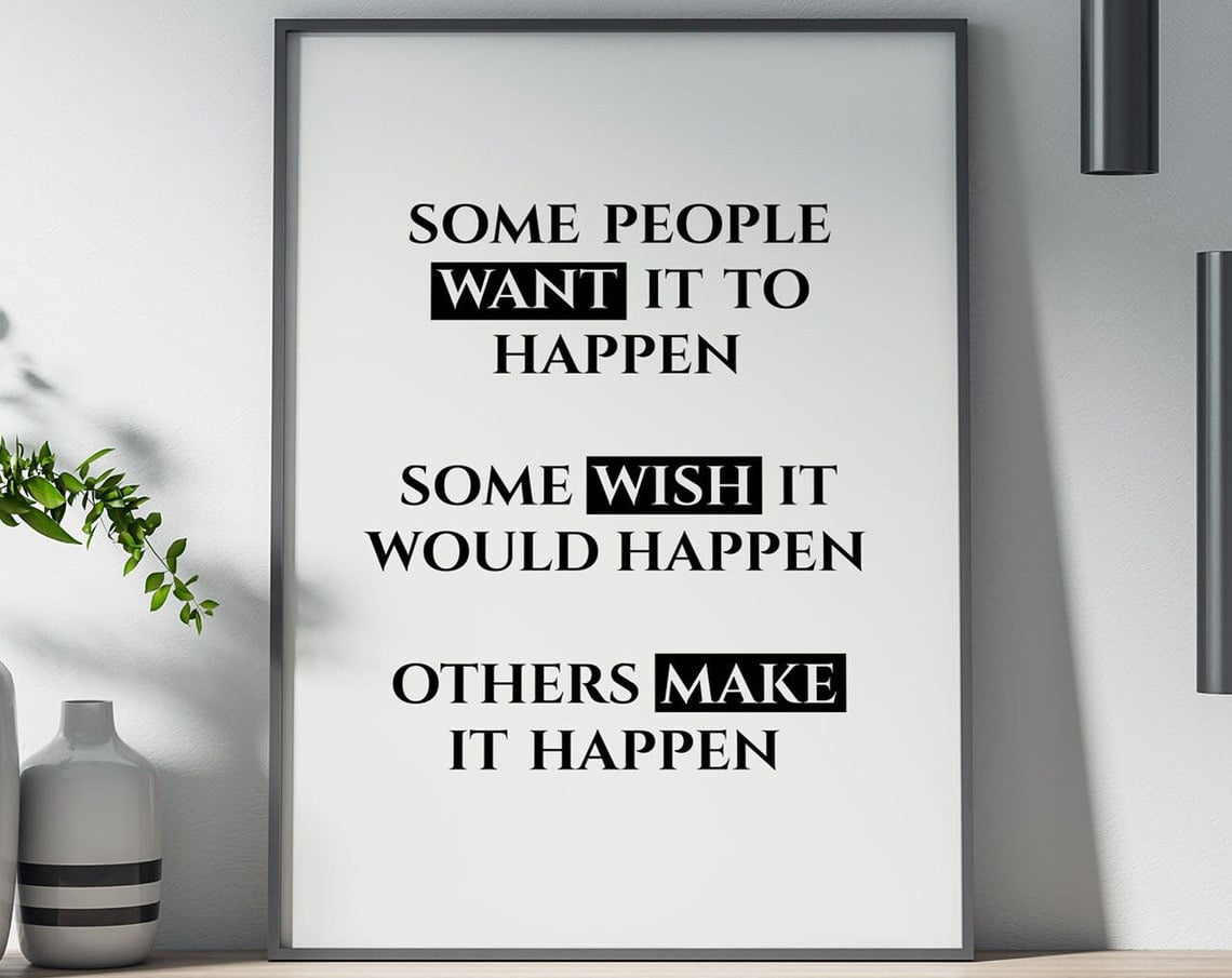 Make It Happen Poster, Poster Print, Wall Decor, Inspirational Saying ...