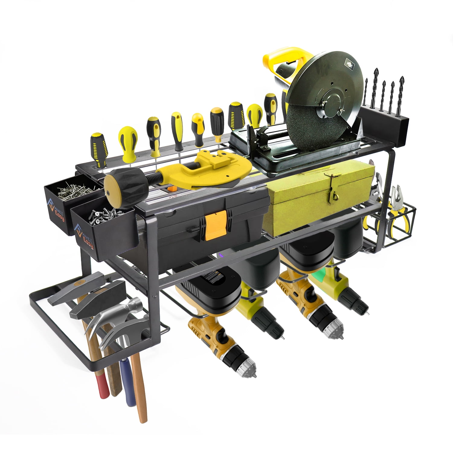 Make It Easy Heavy Duty Steel Tool Organizer - Garage Equipment Holder ...