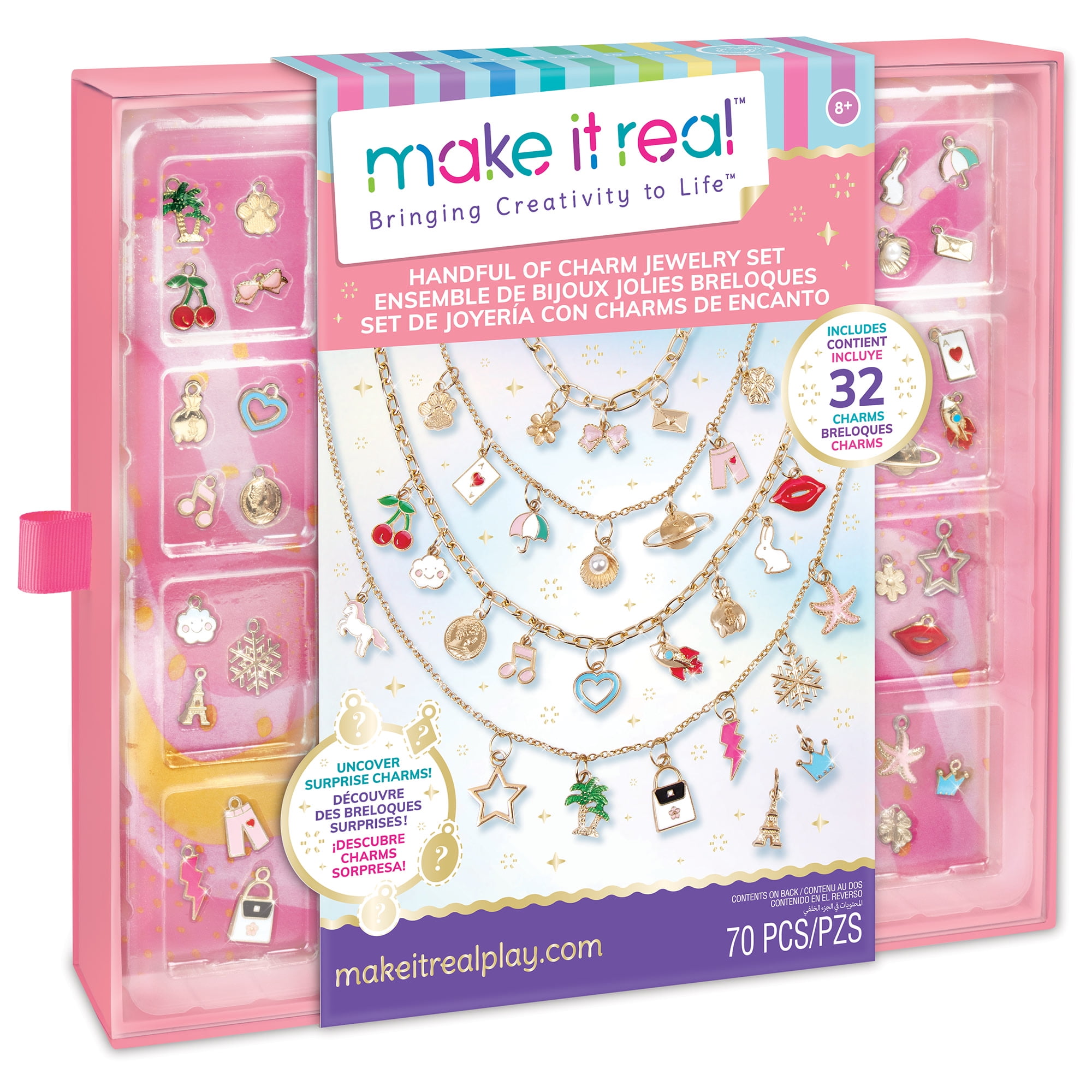 Make It Real: Handful of Charm - 70 pc DIY Jewelry Set, 4 Chain Lengths ...