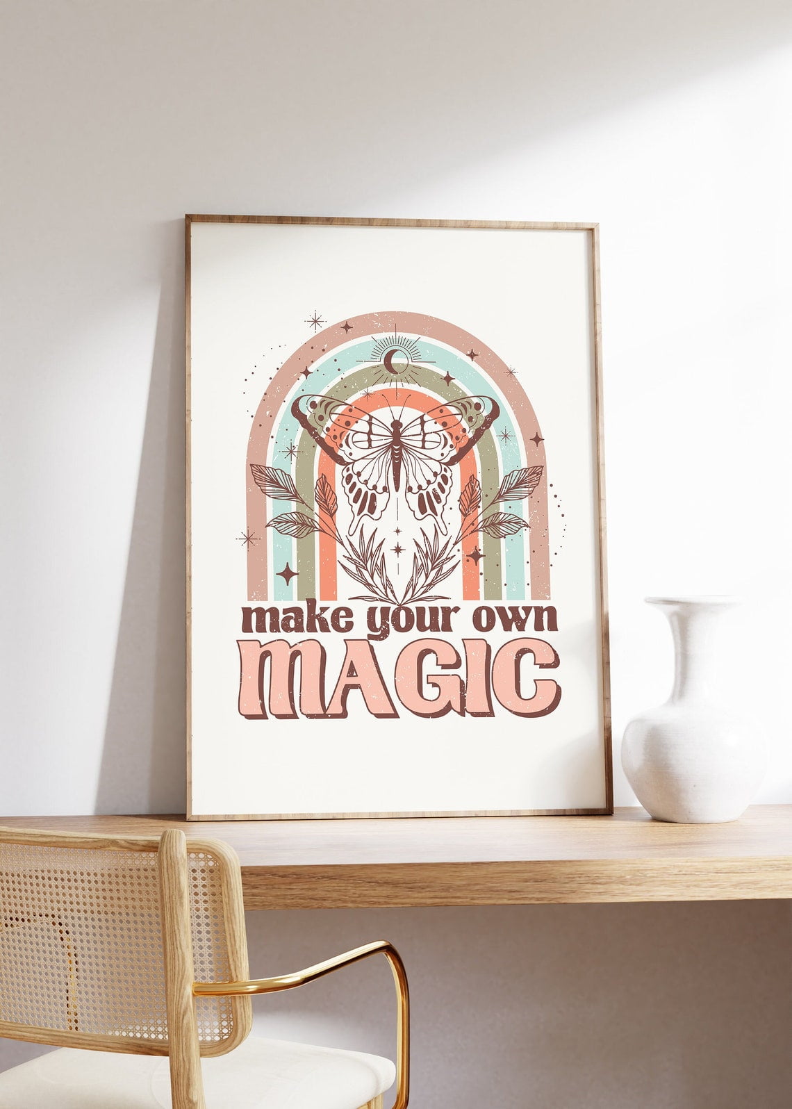 Make Your Own Magic Poster, Positive Self Talk, Boho Celestial Wall Art ...