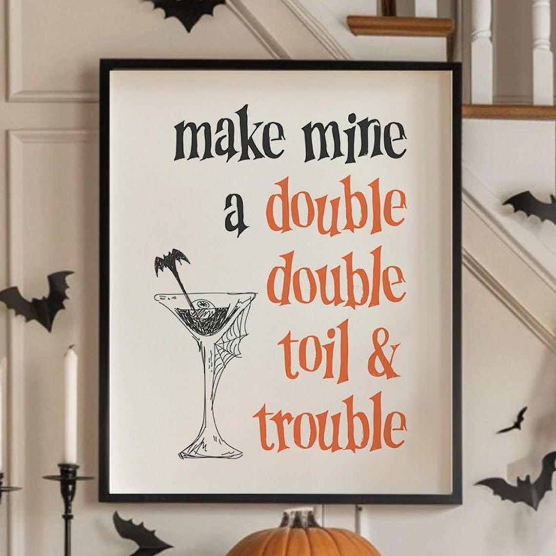 Make Mine A Double Print, Art, Bar Cart Decor, Trendy Wall Art, Spooky ...