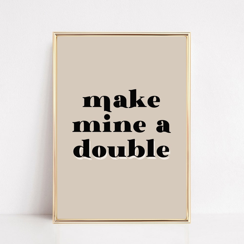 Make Mine A Double Print, Bar Cart Prints, Bar Cart Decor, Bar Cart Art ...