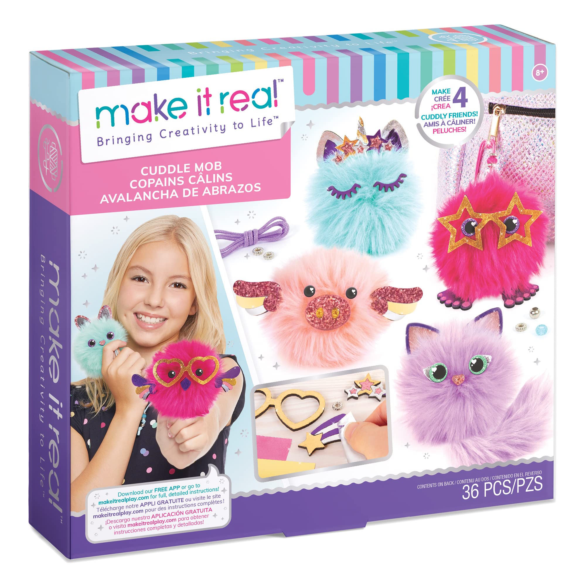 Make It RealTRDN DIY Cuddle Mob Kit - Create 4 Pom Pom Characters with ...
