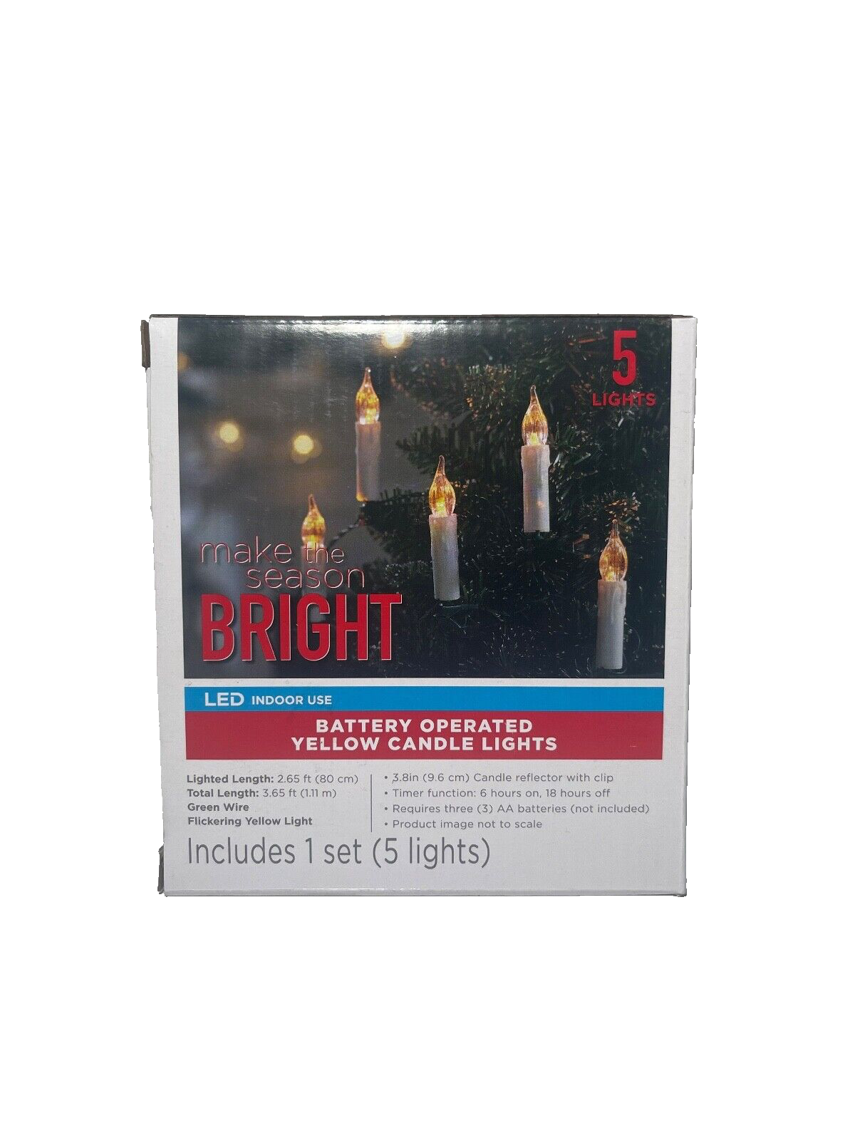 Make The Season Bright 5 Battery Operated Yellow Candle Lights ...