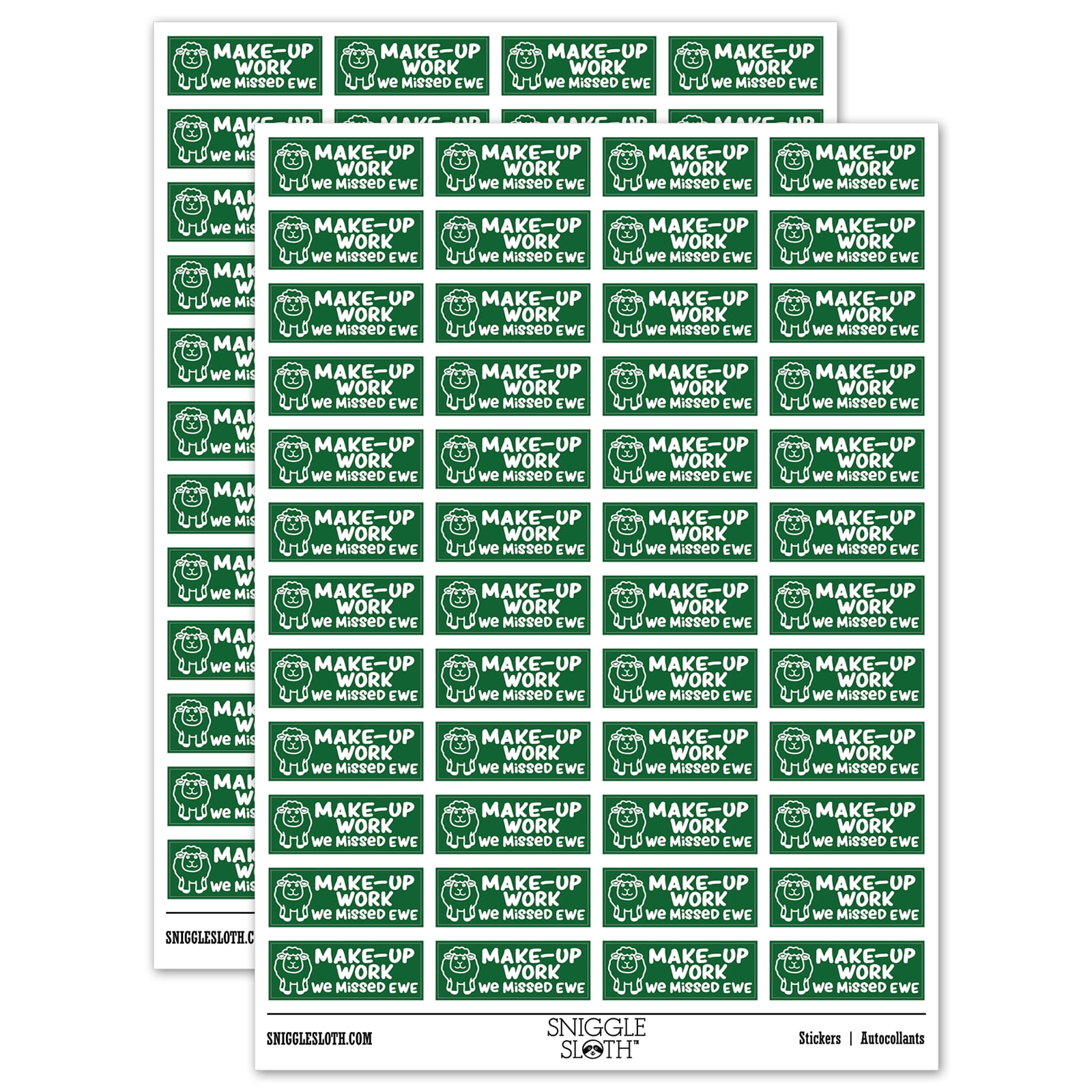 Make-Up Work We Missed Ewe You Teacher Student School Sticker Set ...