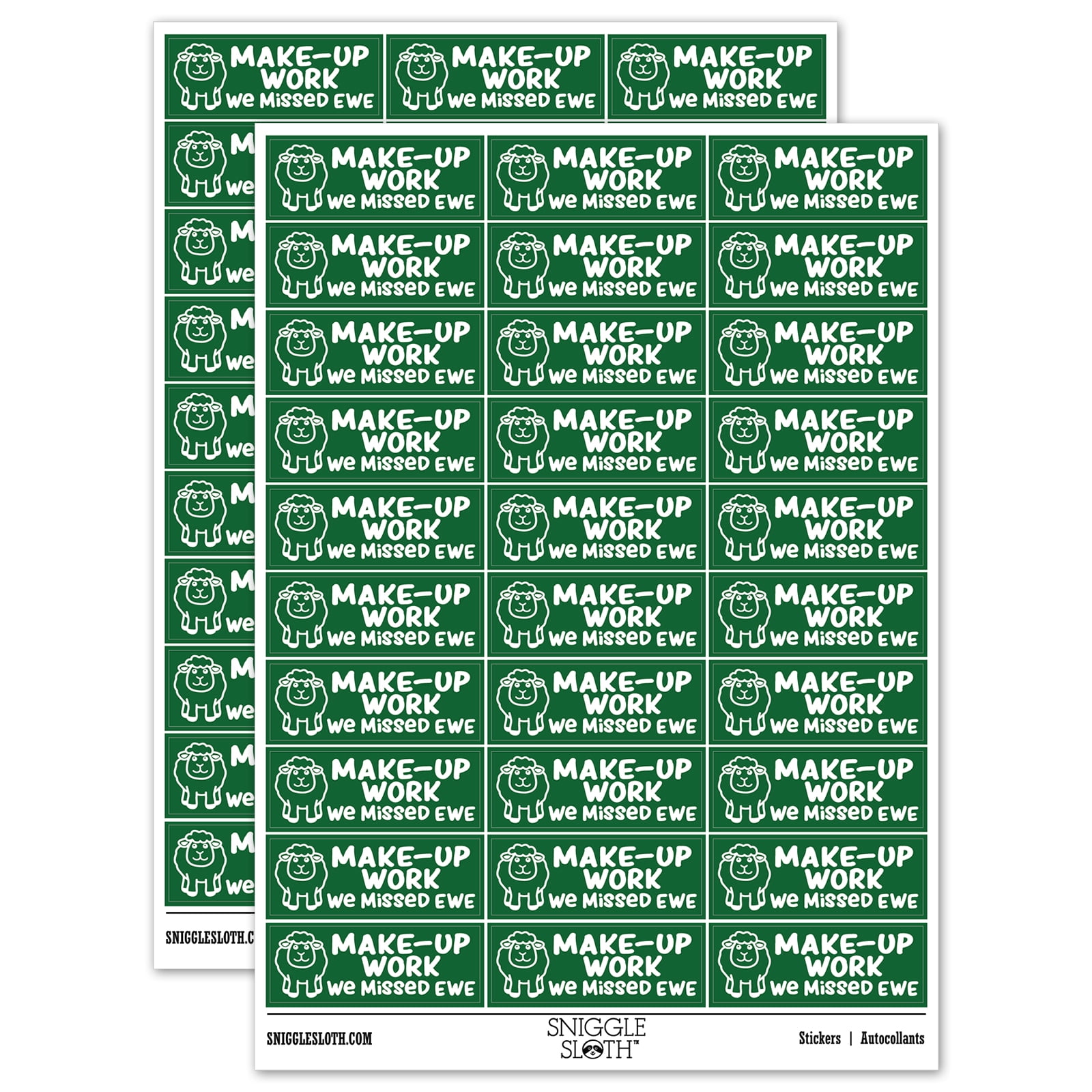 Make-Up Work We Missed Ewe You Teacher Student School Sticker Set ...