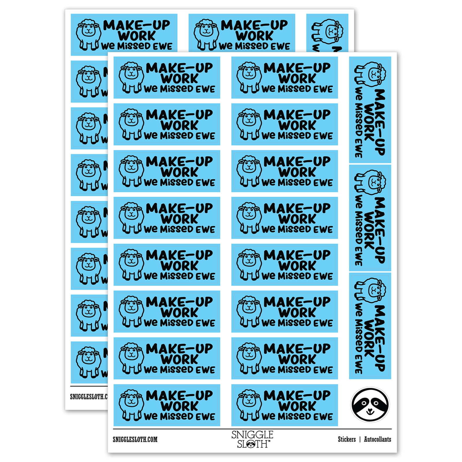 Make-Up Work We Missed Ewe You Teacher Student School Sticker Set ...