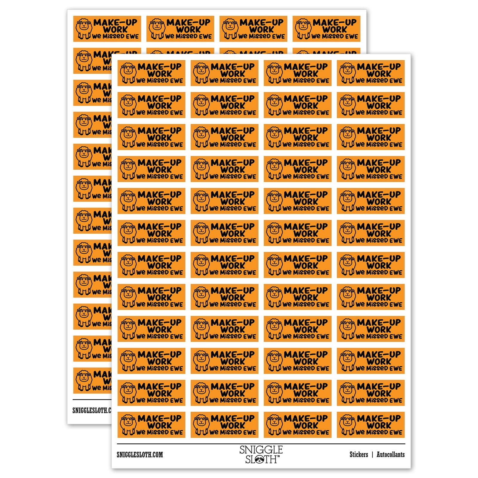 Make-Up Work We Missed Ewe You Teacher Student School Sticker Set ...