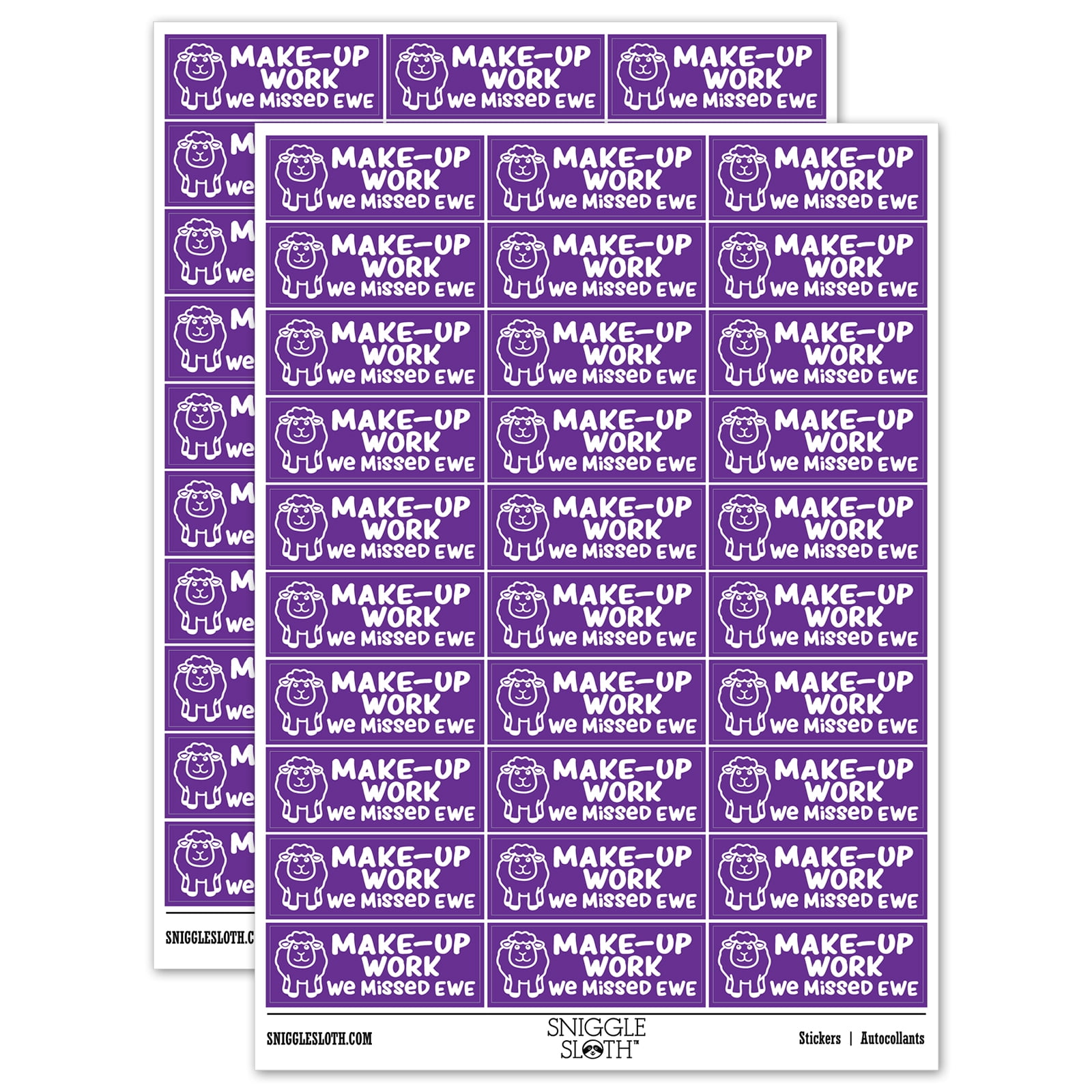 Make-Up Work We Missed Ewe You Teacher Student School Sticker Set ...
