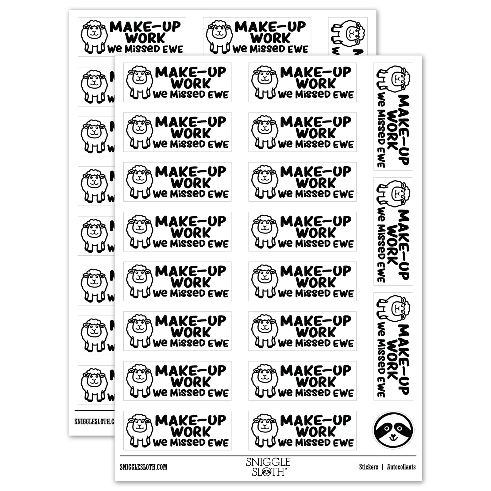 Make-Up Work We Missed Ewe You Teacher Student School Sticker Set ...