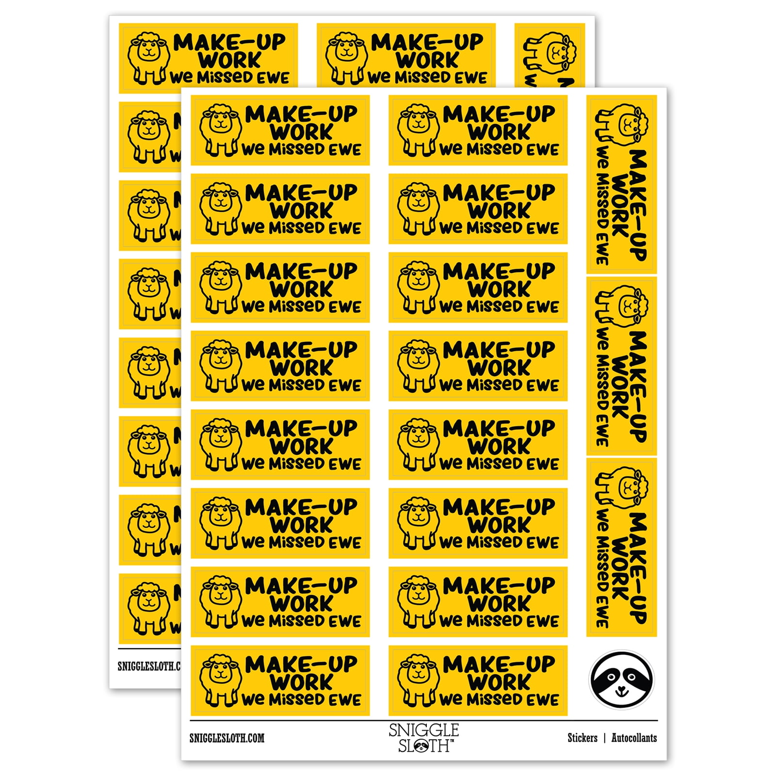 Make-Up Work We Missed Ewe You Teacher Student School Sticker Set ...