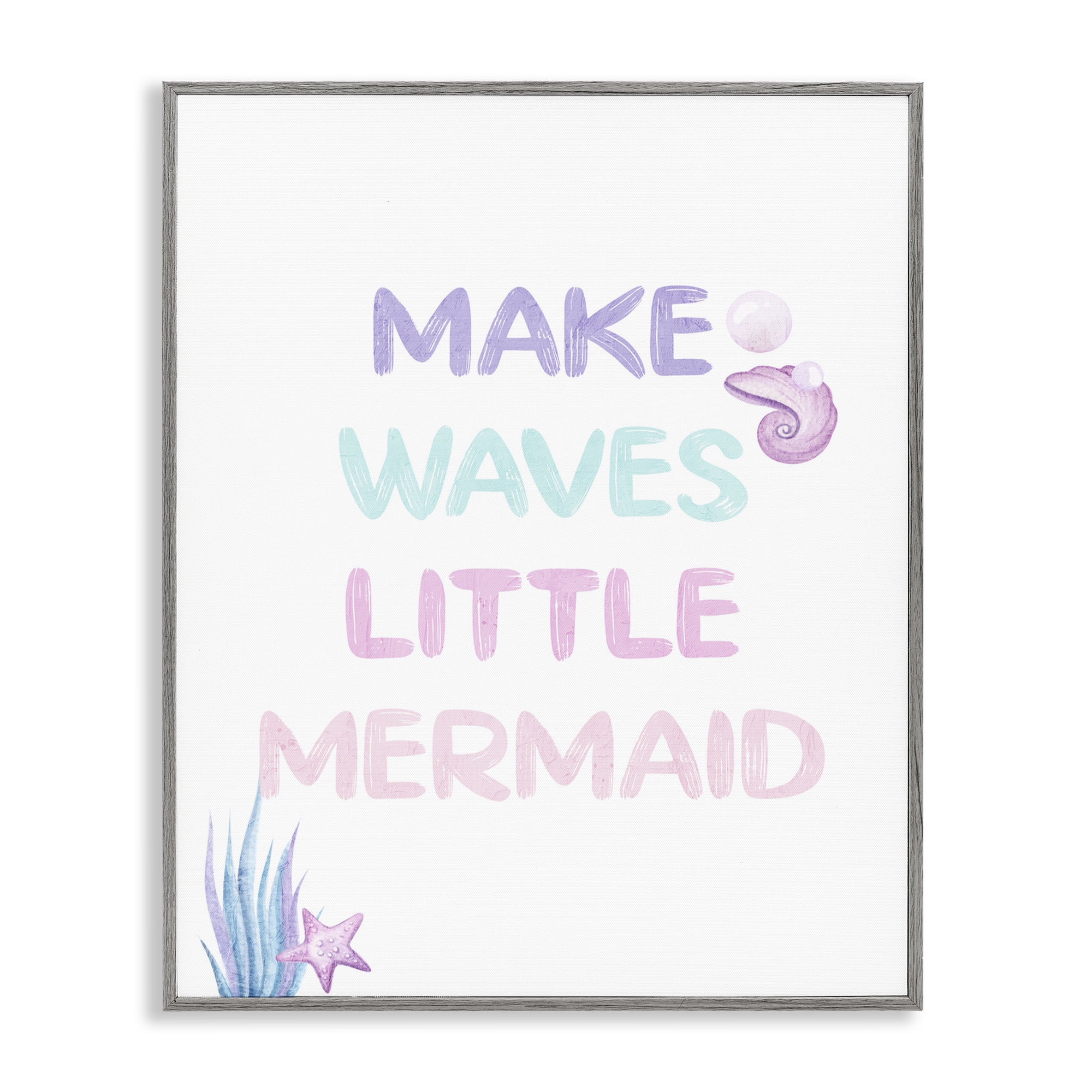 Make Waves Little Mermaid Gray Framed Giclee Art, design by Kim Allen ...