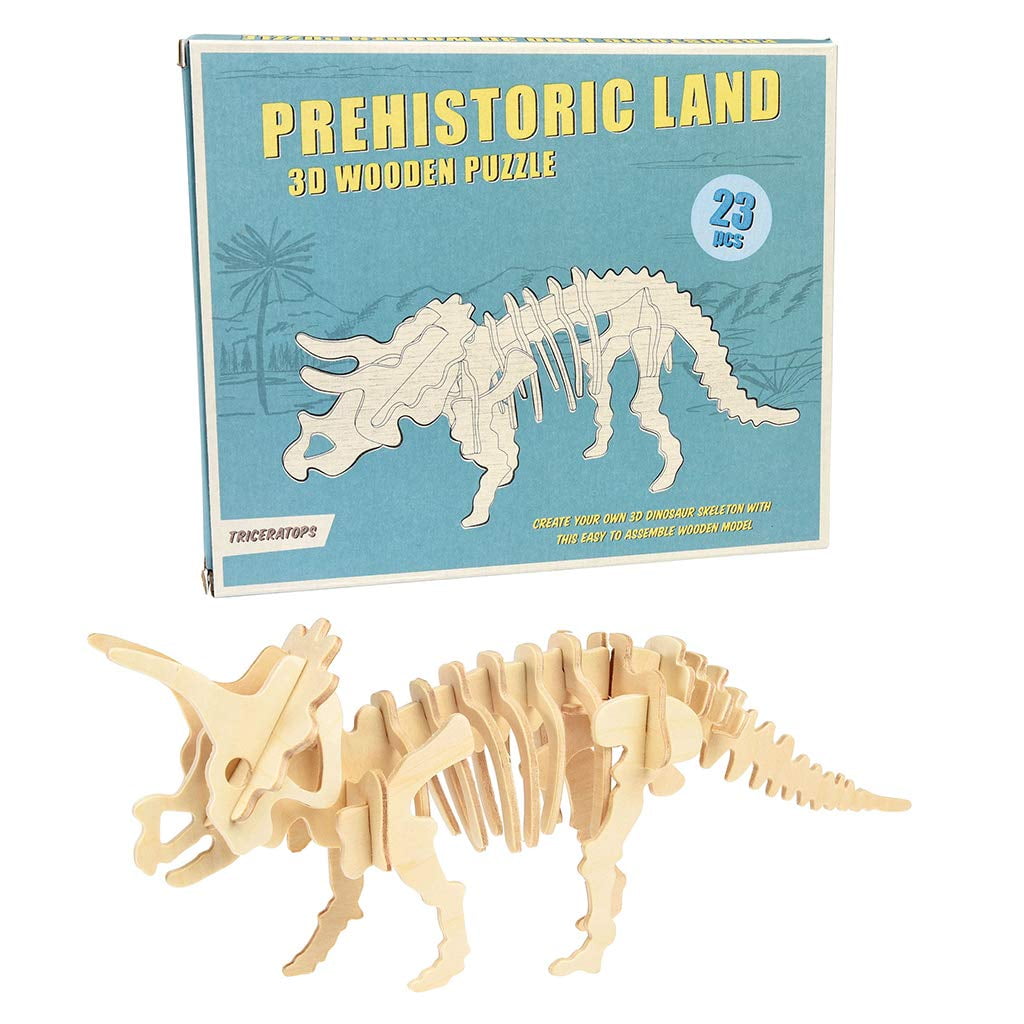 Make Your Own Dinosaur Wooden 3D Puzzle - Choice of Design (Triceratops ...