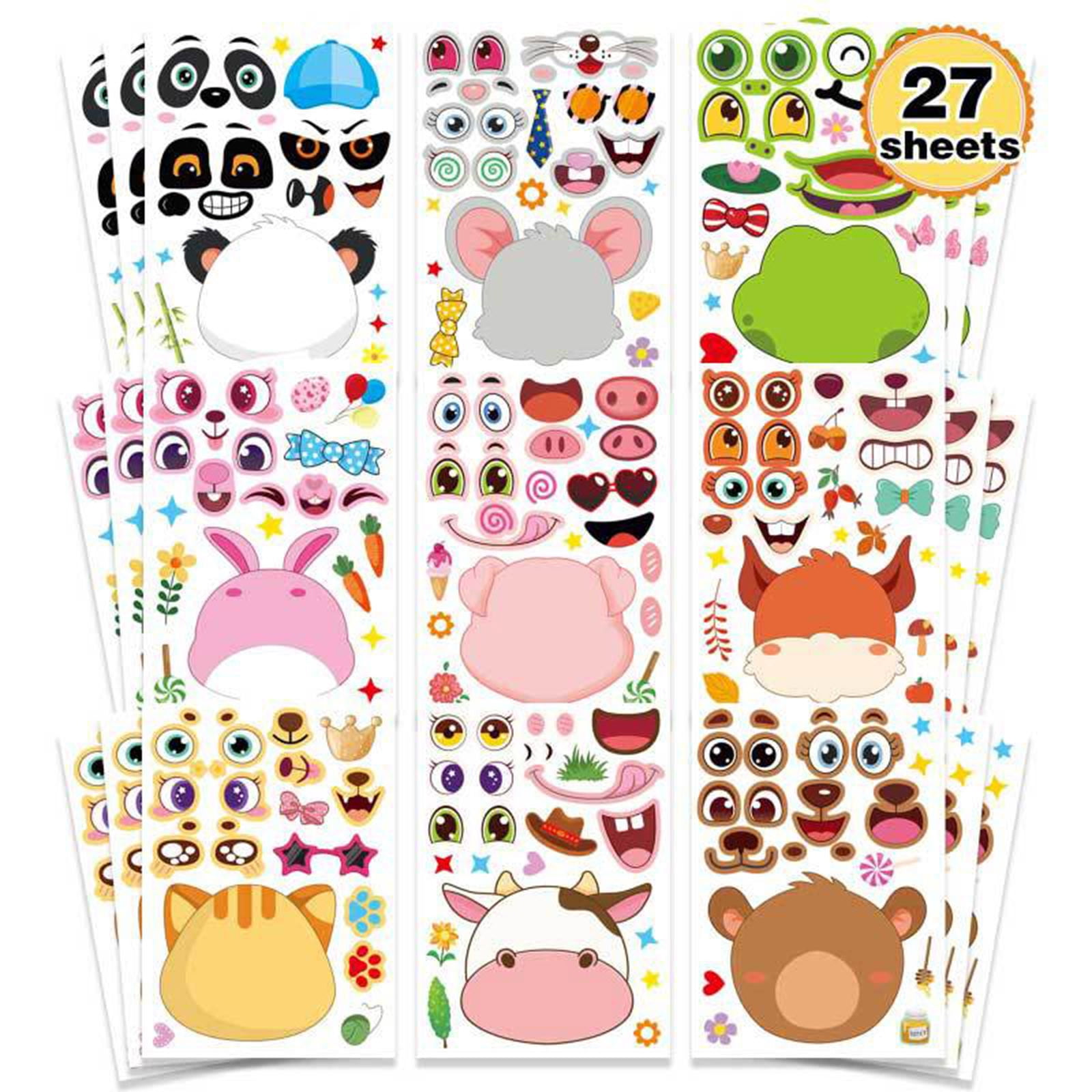 Make-a-Face Stickers, Make Your Own Animal Mix and Match Sticker Sheets ...