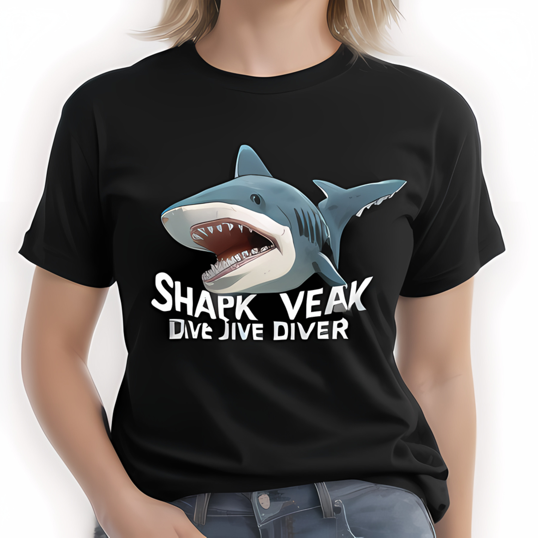 Make a Splash with our SHARKpectral Diving Black T-Shirt Featuring a ...