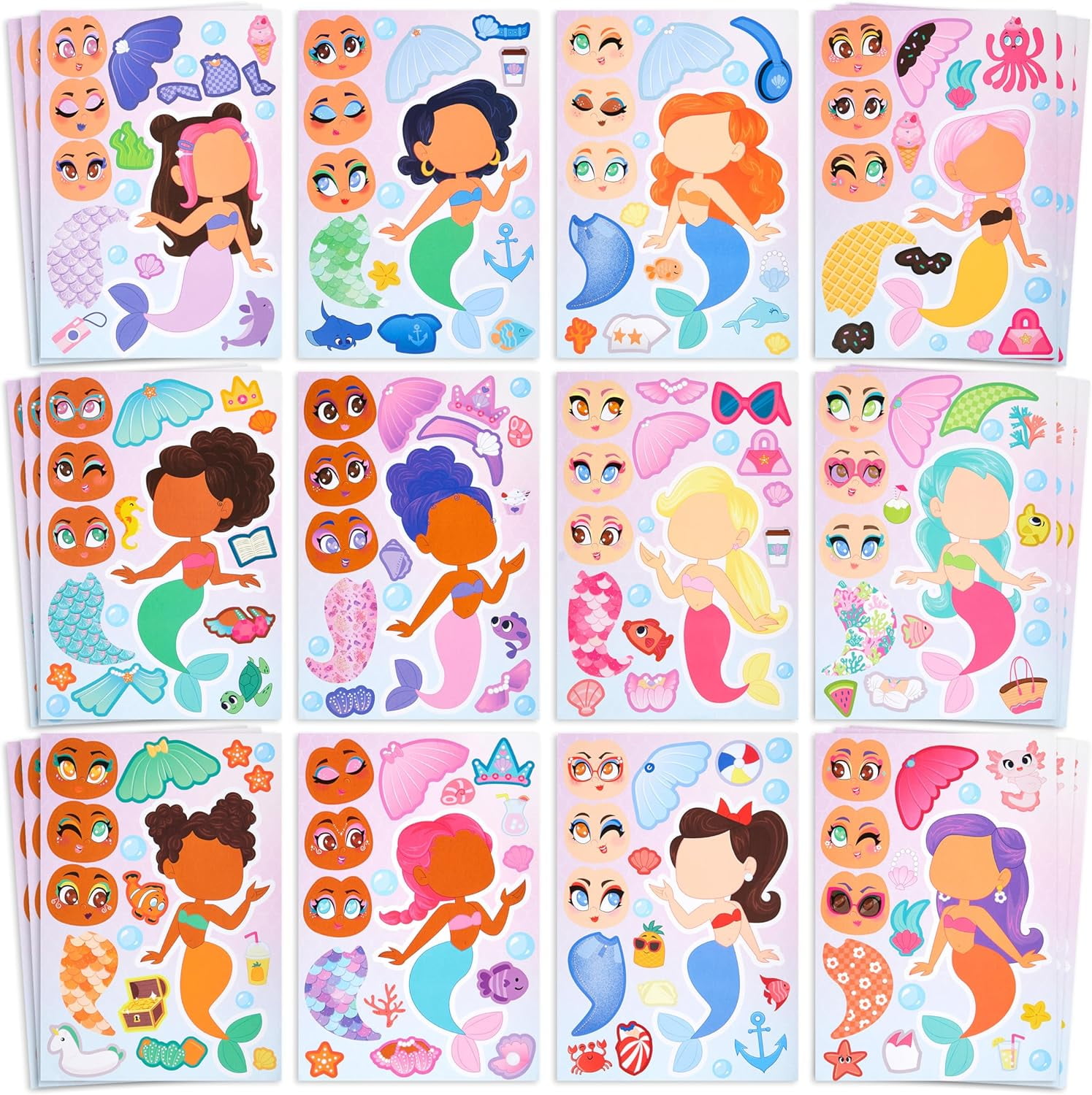 Make a face Stickers for Kids, Make Your Own Unicorn Stickers, Party ...