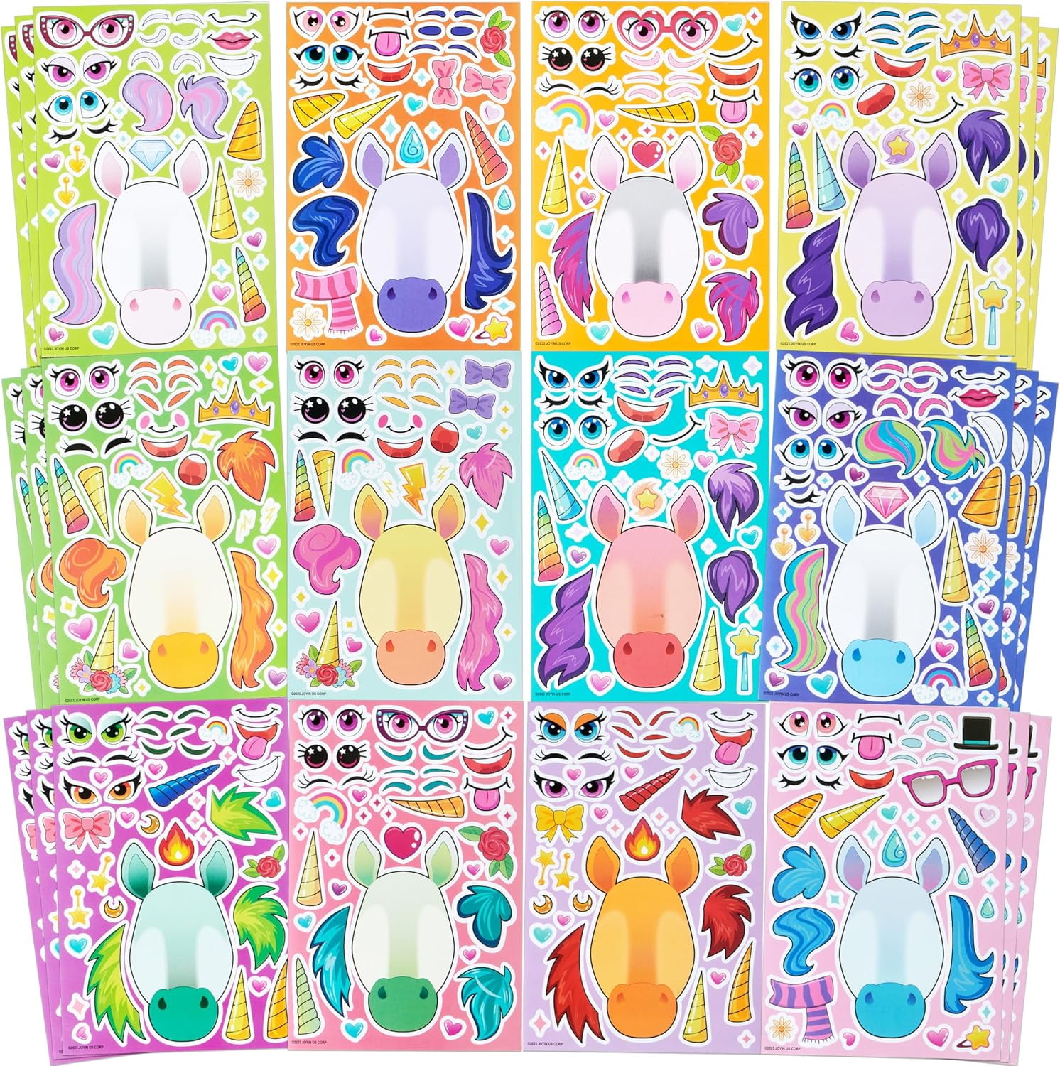 Make a face Stickers for Kids, Make Your Own Unicorn Stickers, Party ...