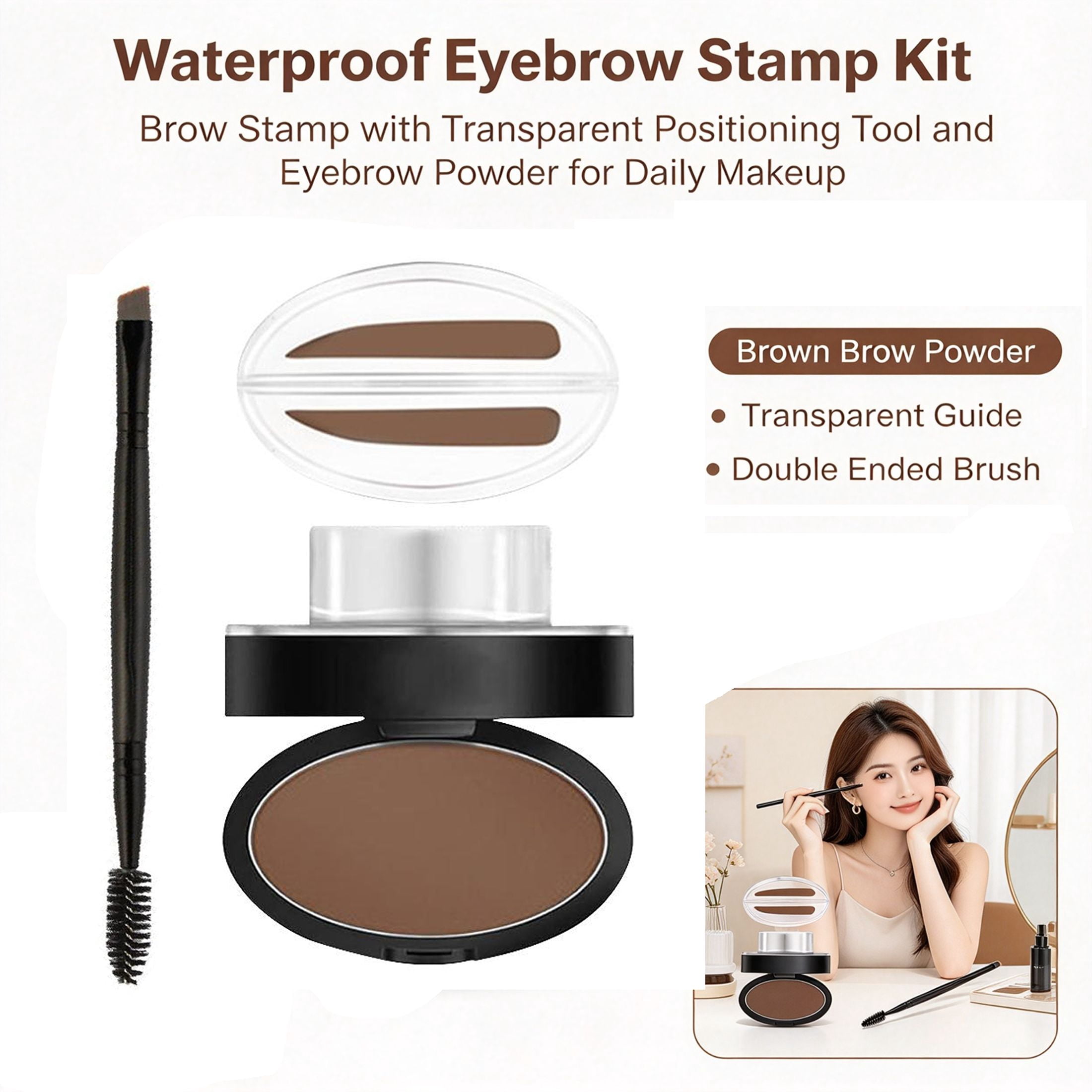 Make up Kit for Women Full Kit Eyebrow Stamp Kit and Double Ended Brush ...