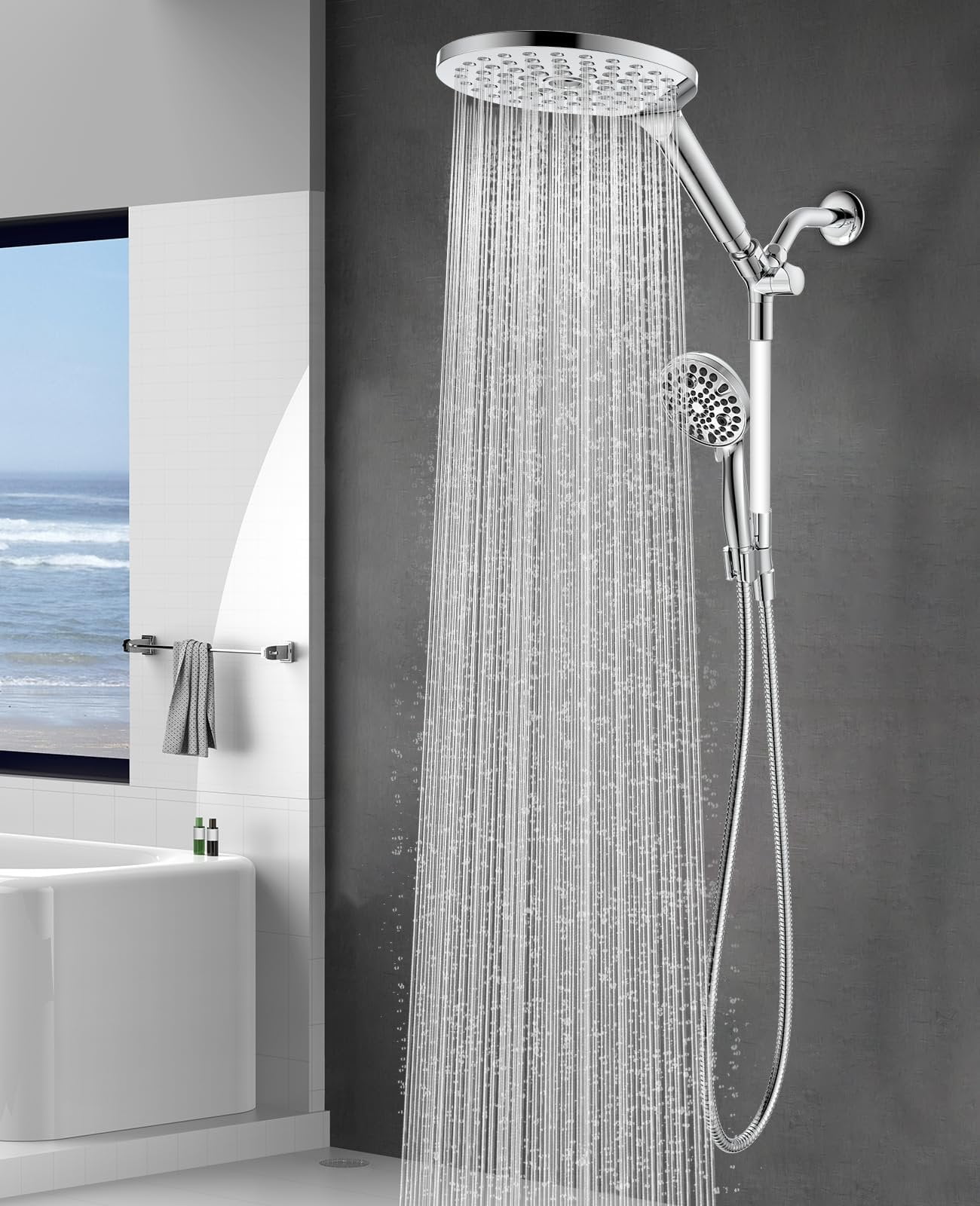 MakeFit 21-mode Dual Handheld Shower Head Combo, Upgraded 2-in-1 Rain ...