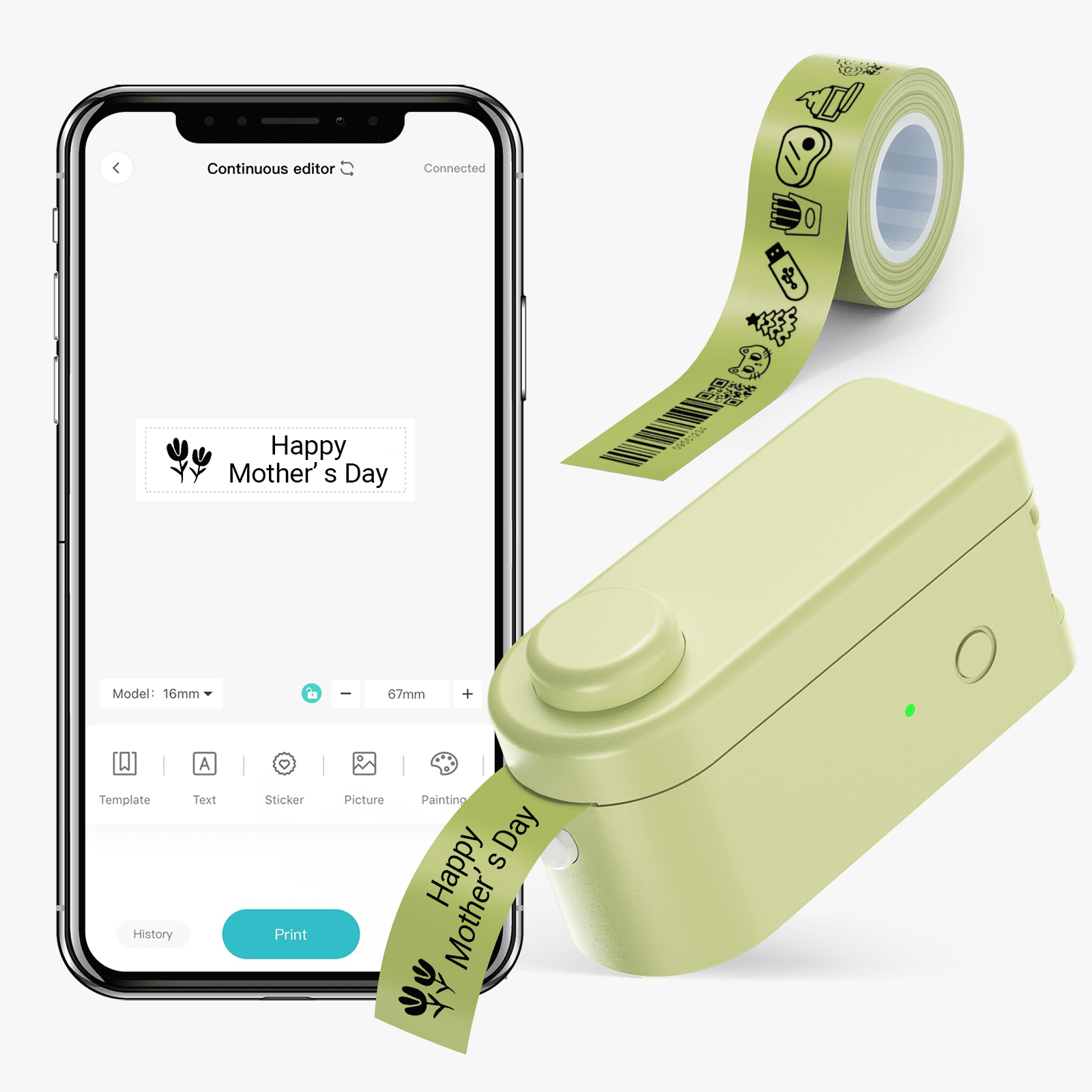 MakeID Label Makers Machine with Tape, Portable Bluetooth Label Printer ...