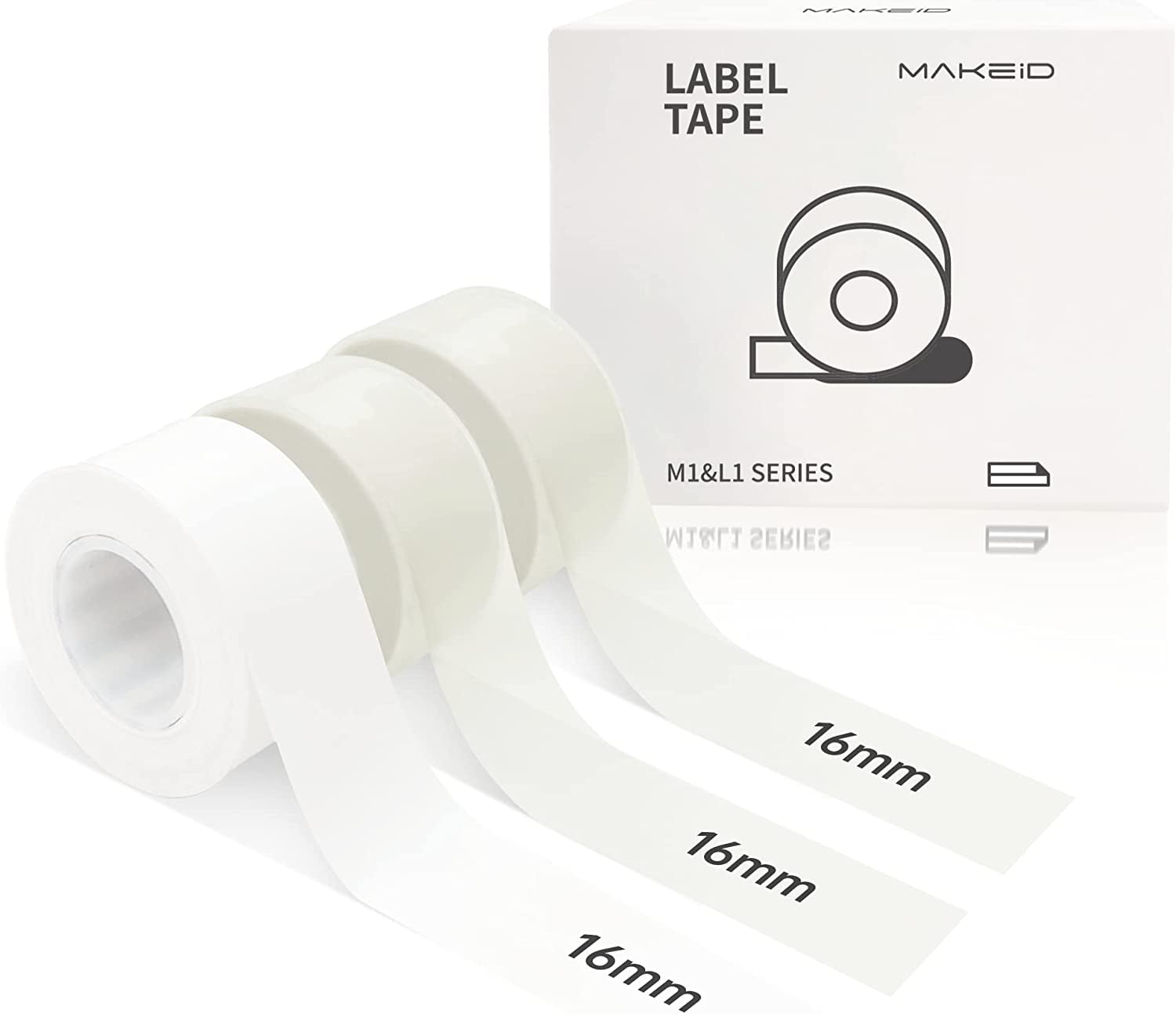 MakeID Waterproof Label Maker Tape, White, Standard Laminated, 0.63x157 ...