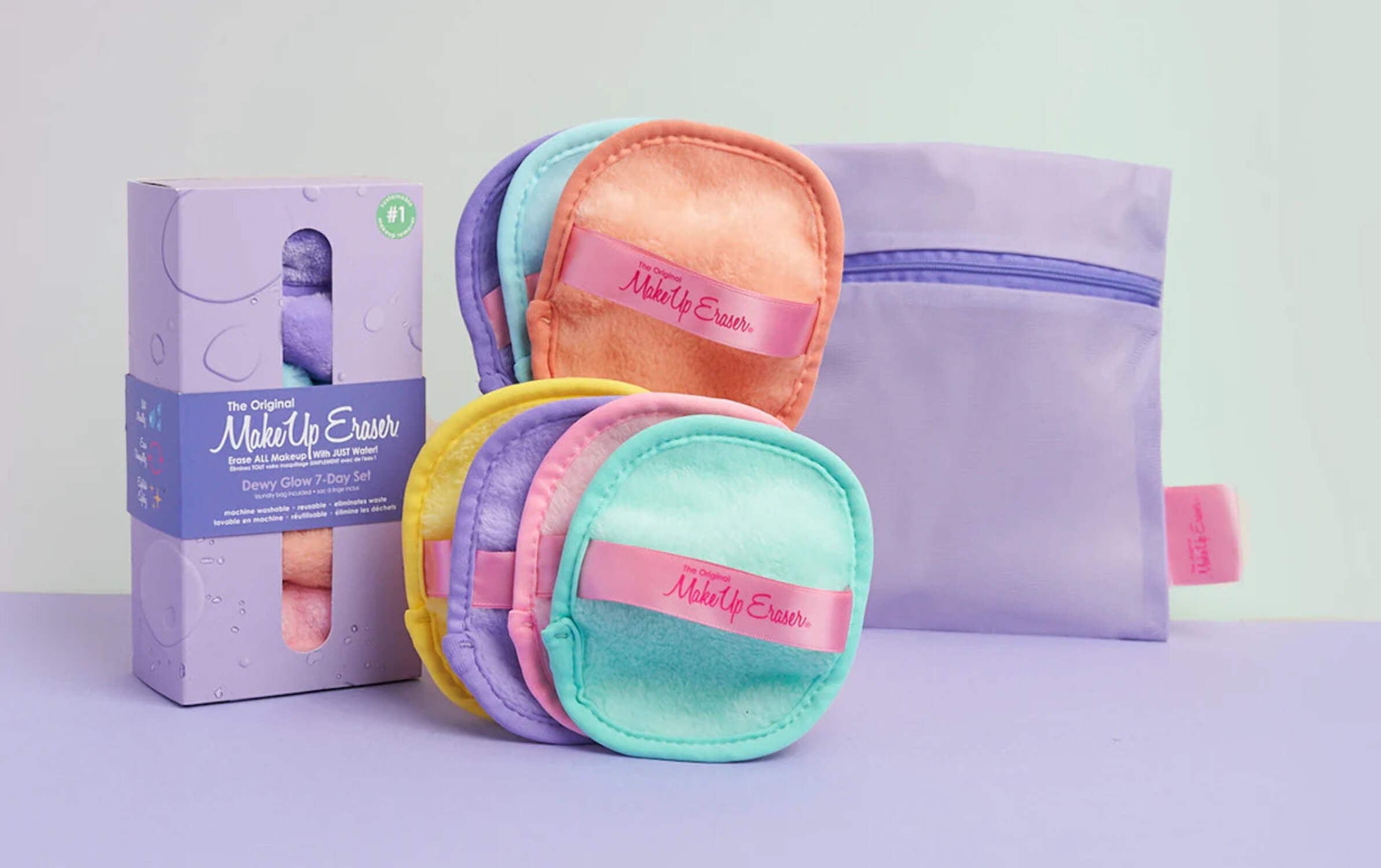 MakeUp Eraser Dewy Glow 7-Day Set, Water-Activated, Reusable, Machine ...