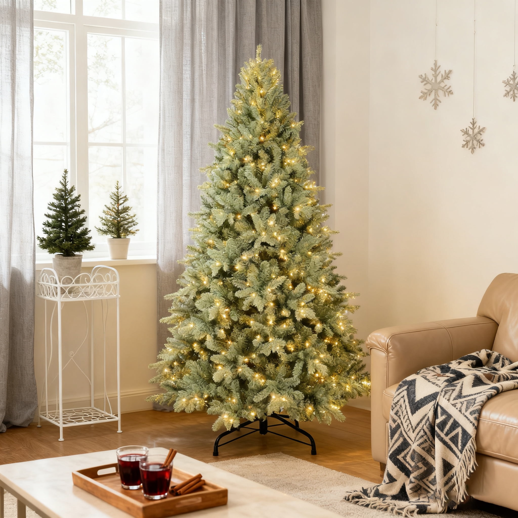 Makeatree 7ft Prelit Artificial Christmas Tree with 500 Lights, Blue ...