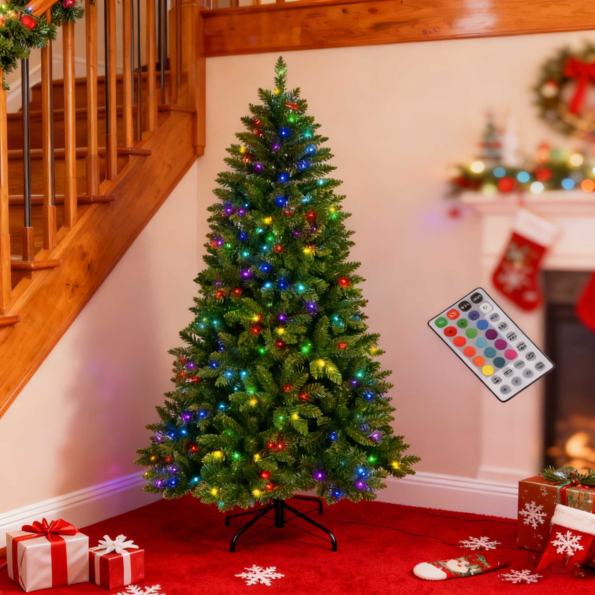 Makeatree 9ft Prelit Artificial Christmas Tree & App-Controlled Multi ...