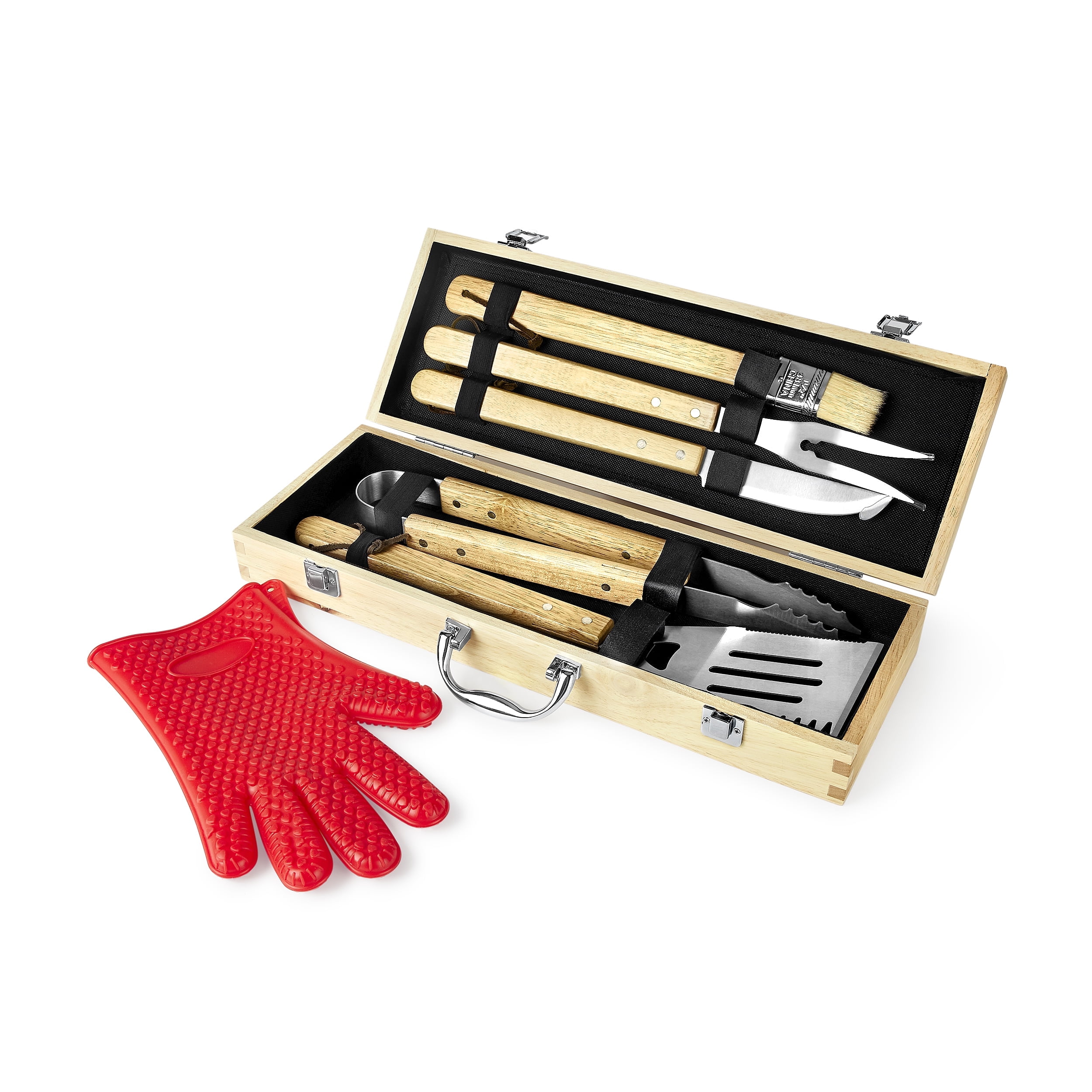MakerFlo BBQ Grill Tools Set with Travel Case -11 Piece Ideal for DIY ...