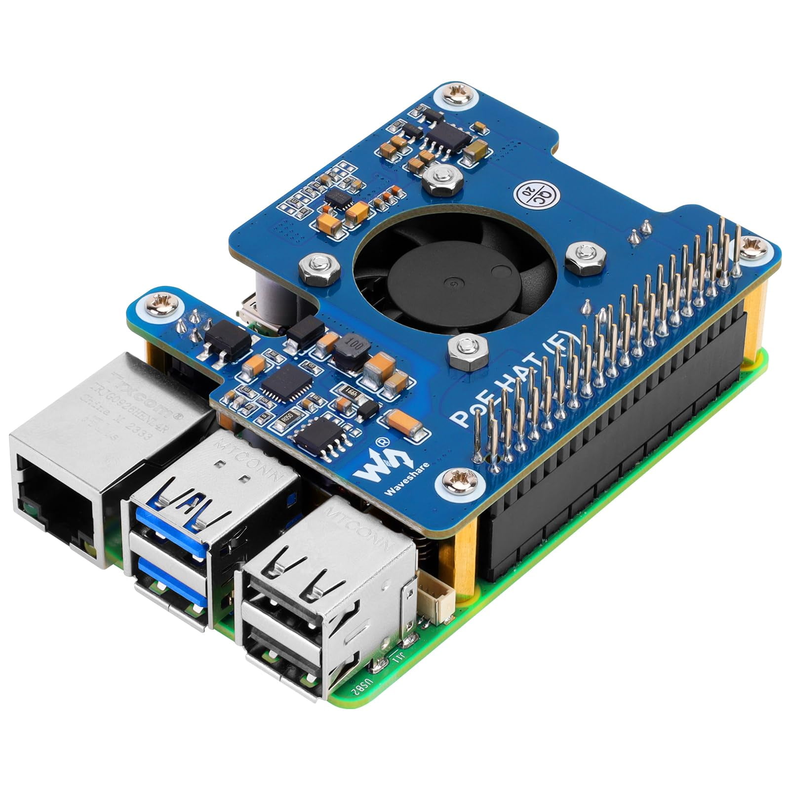 MakerFocus PoE HAT(F) for KEF16 Raspberry Pi 5, Power Over Ethernet ...