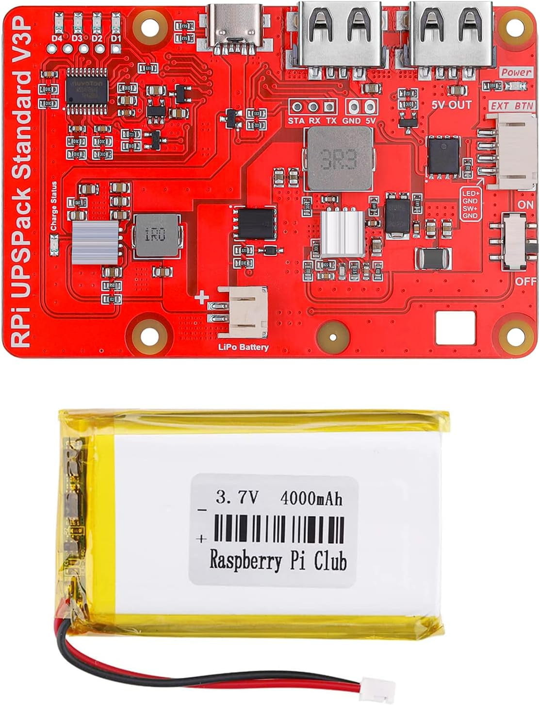 MakerFocus Raspberry Pi 4 y Pack UPS, RPI Pack Standard 4000mAh ...